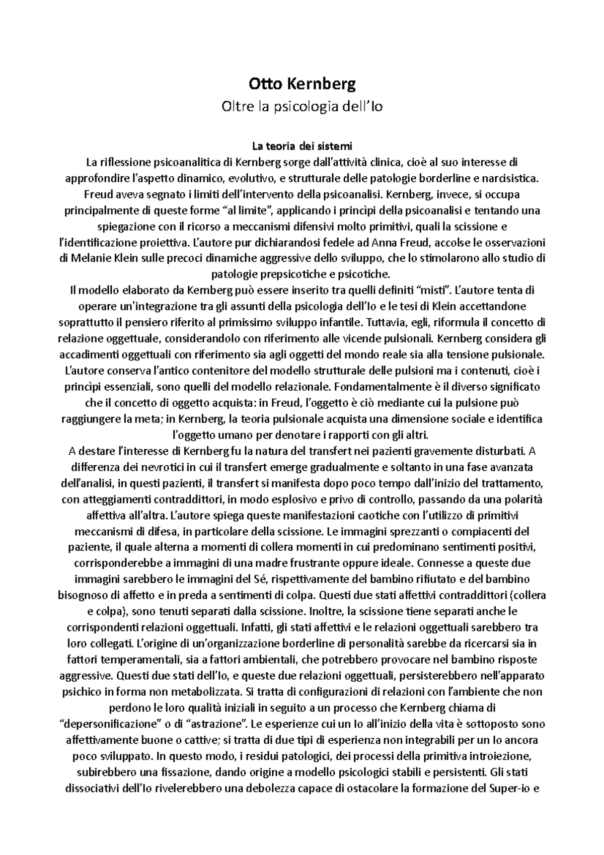 Kernberg's Theories: An In-depth Study on Borderline Psychology - Studocu