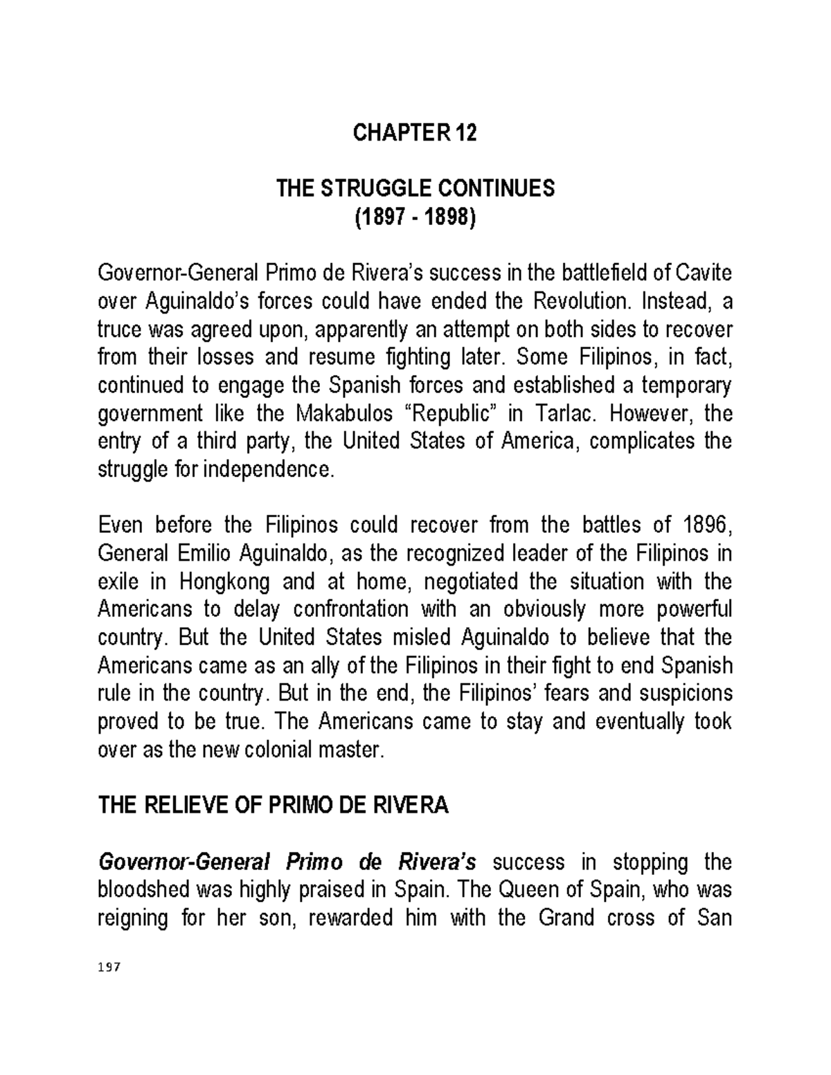 RPH CHAPTER 12: THE STRUGGLE CONTINUES (1897-1898) - A Historical ...