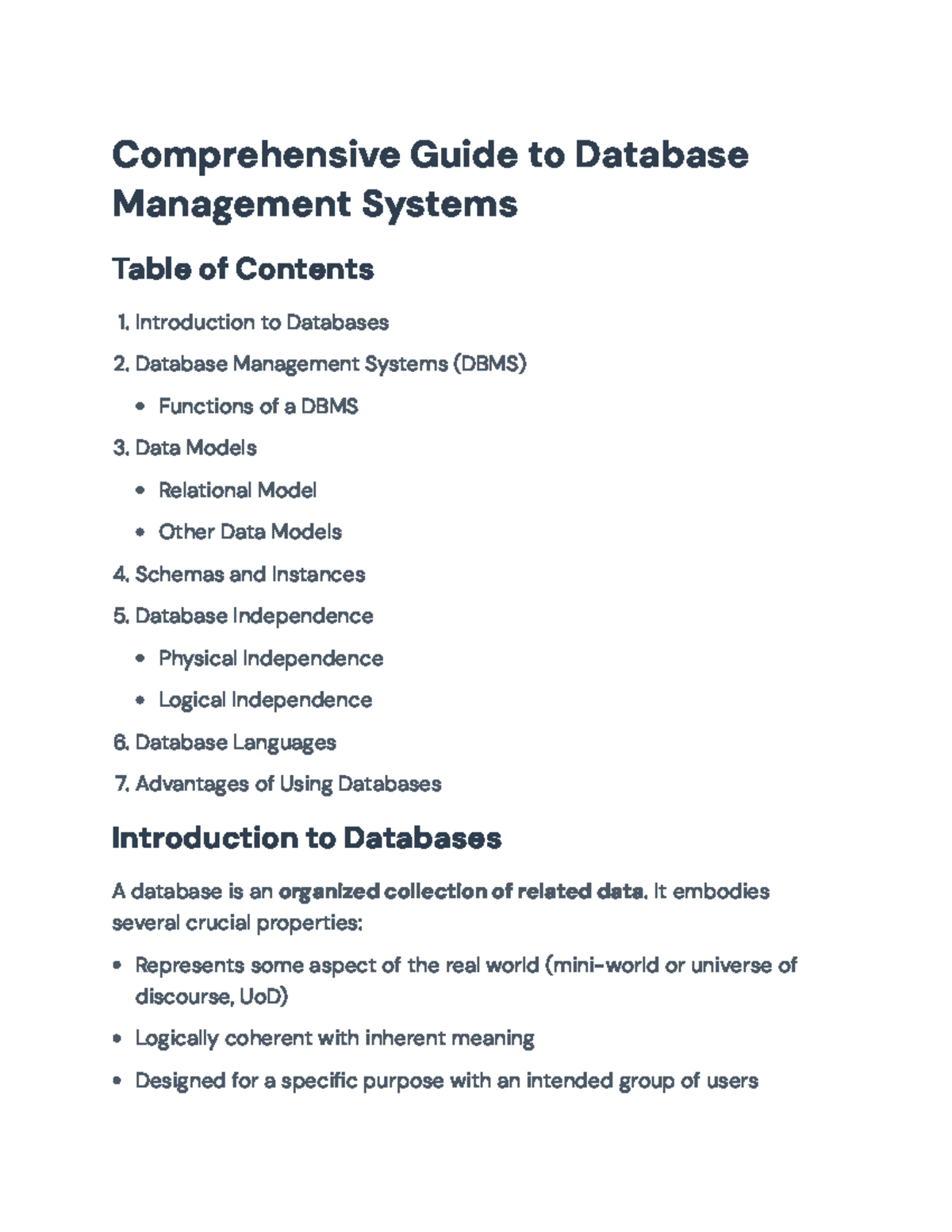 Comprehensive DBMS Study Guide: Key Concepts & Models for Students - Studocu