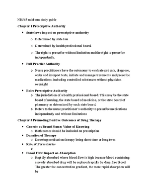 NR565 Midterm Study Guide: Key Concepts in Pharmacology and Drug Therapy - Studocu