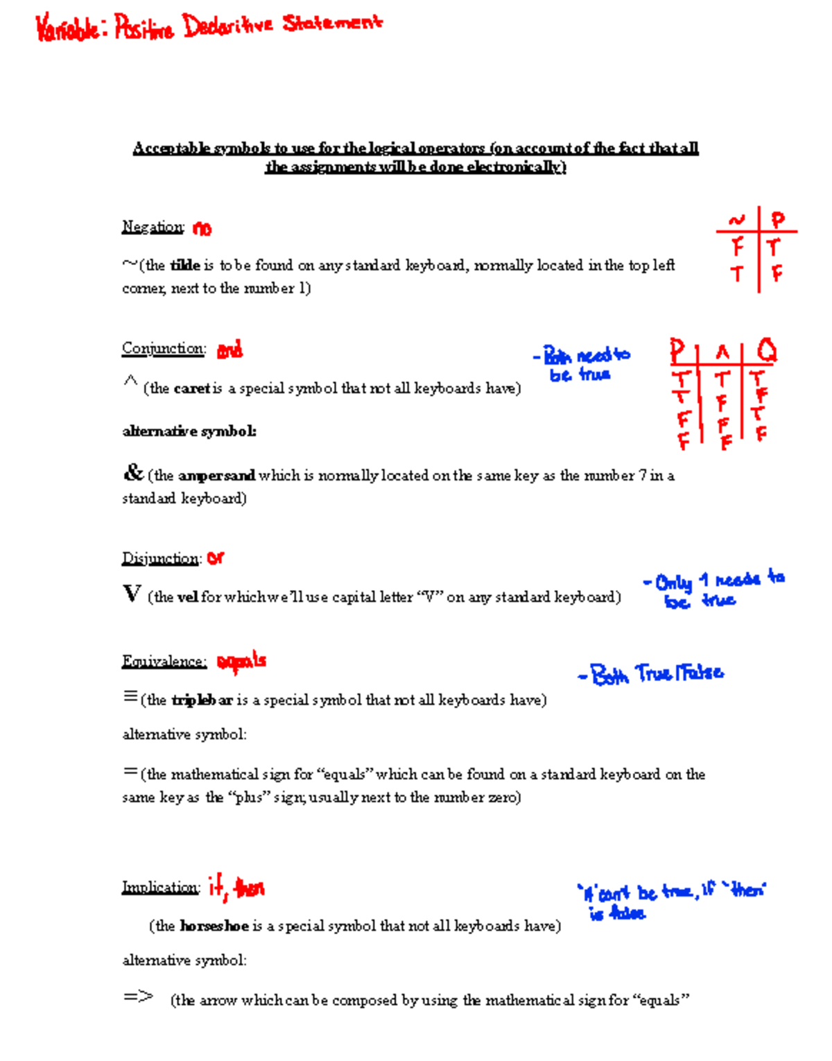 Logical Symbols and Operators: A Guide for Electronic Assignments - Studocu