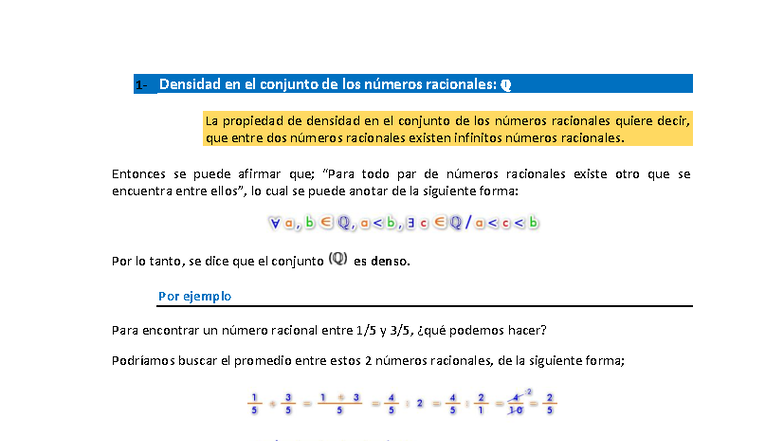 Densidad y Clausura en los Números Racionales: ℚ - Studocu