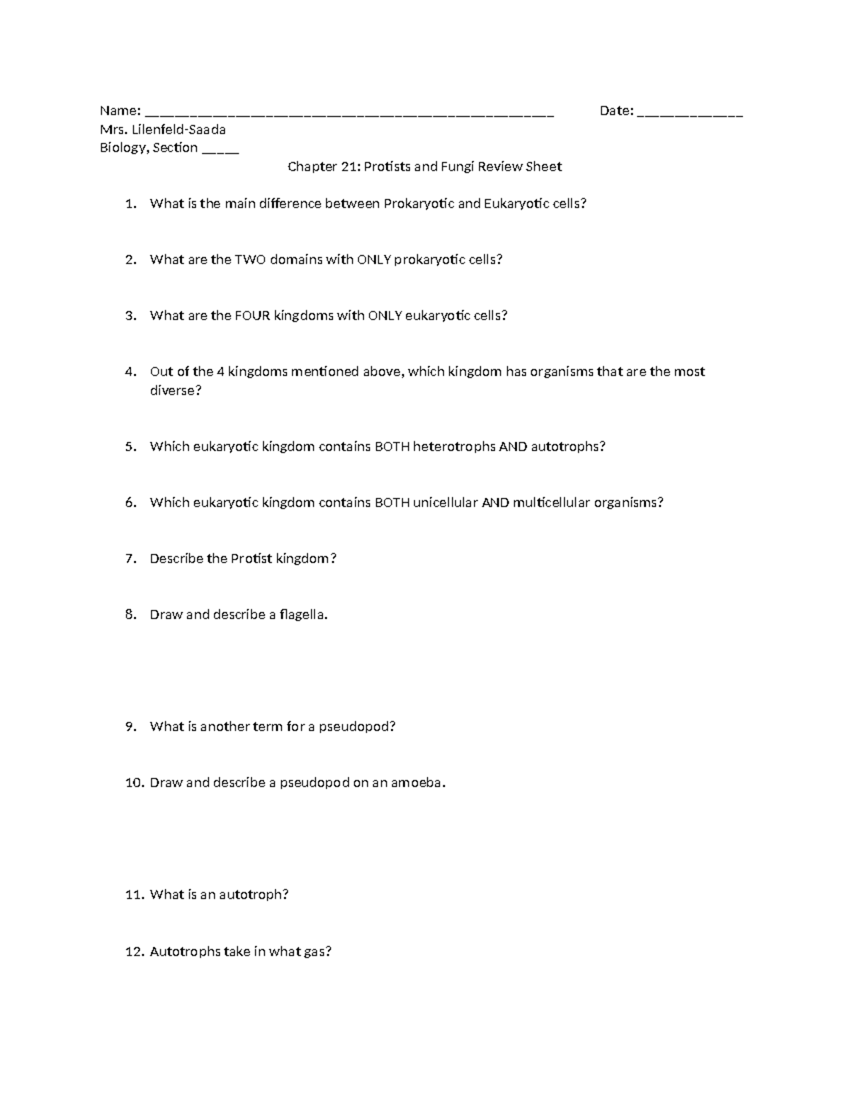 Biology Review Sheet: Chapter 21 - Protists and Fungi - Studocu
