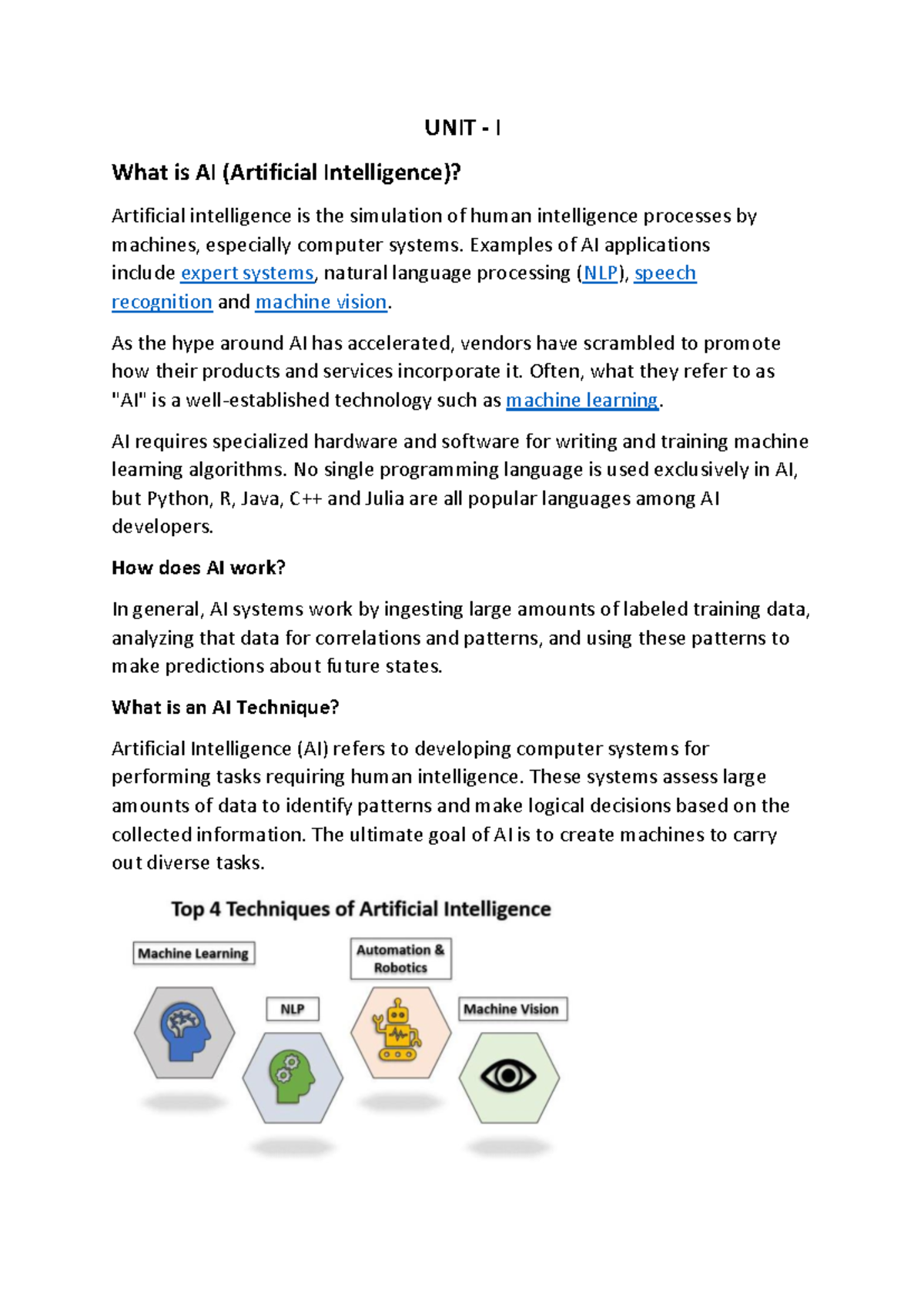 Artificial Intelligence - UNIT - I What is AI (Artificial Intelligence ...