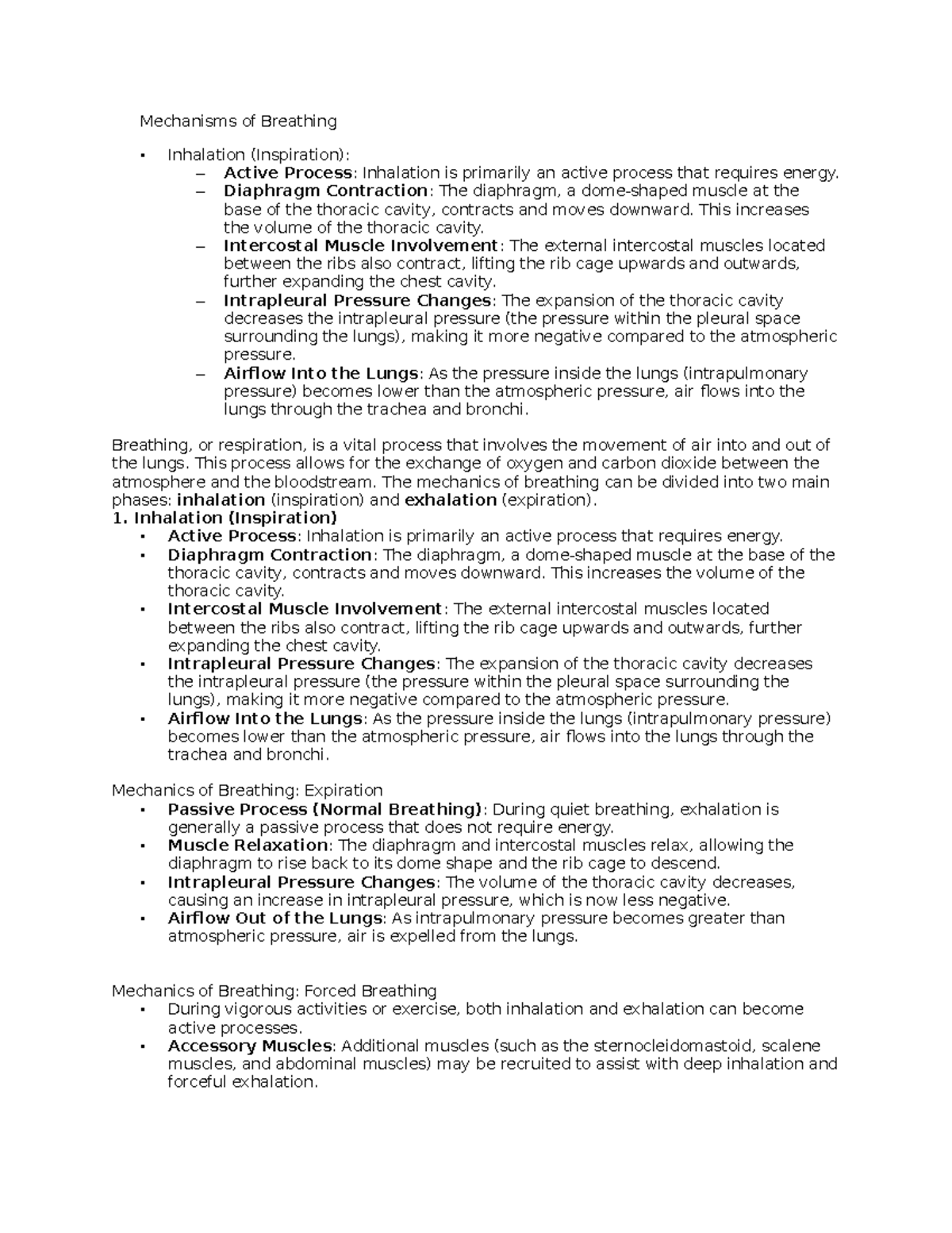 Pulmonary study guides - Mechanisms of Breathing Inhalation ...