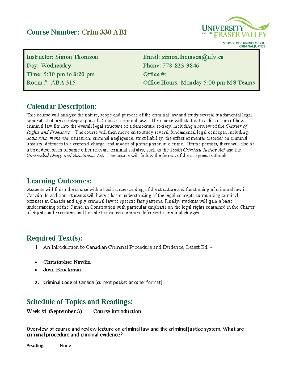 CRIM 330 AB1: Canadian Criminal Law Final Exam Study Guide - Studocu