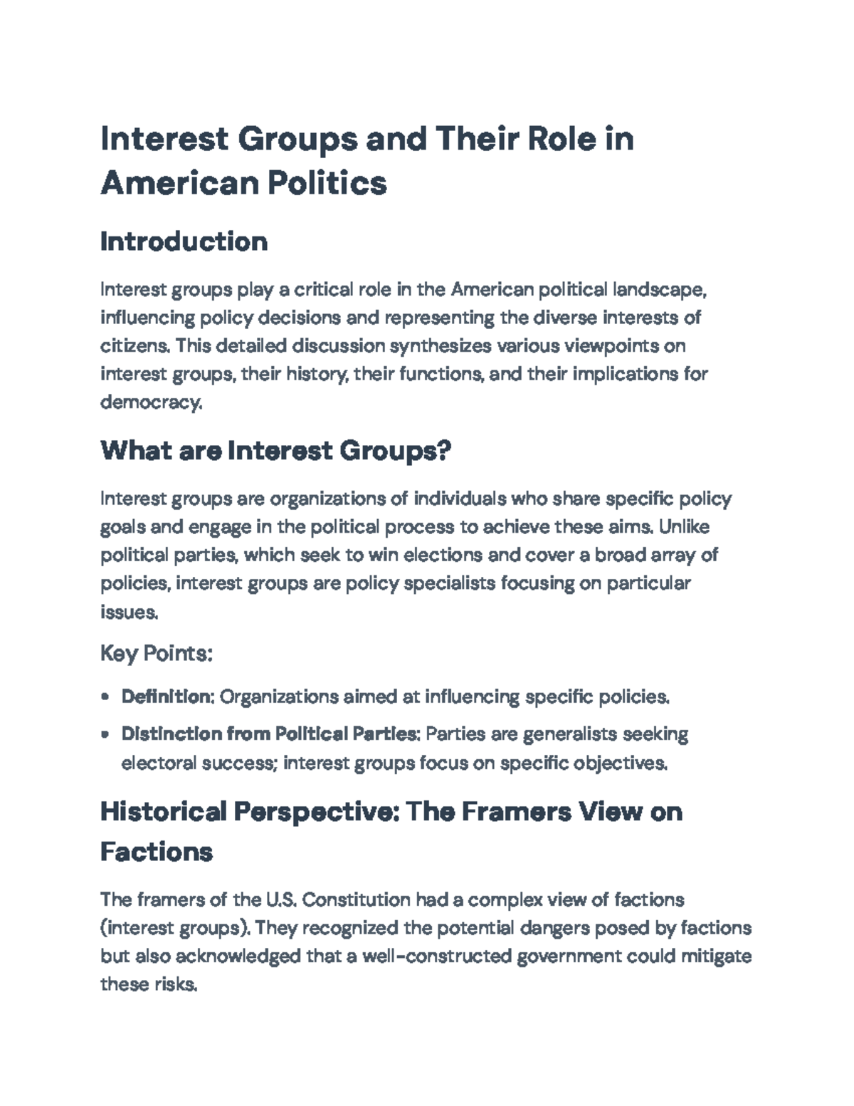 Interest Groups and Their Impact on American Democracy - Interest ...