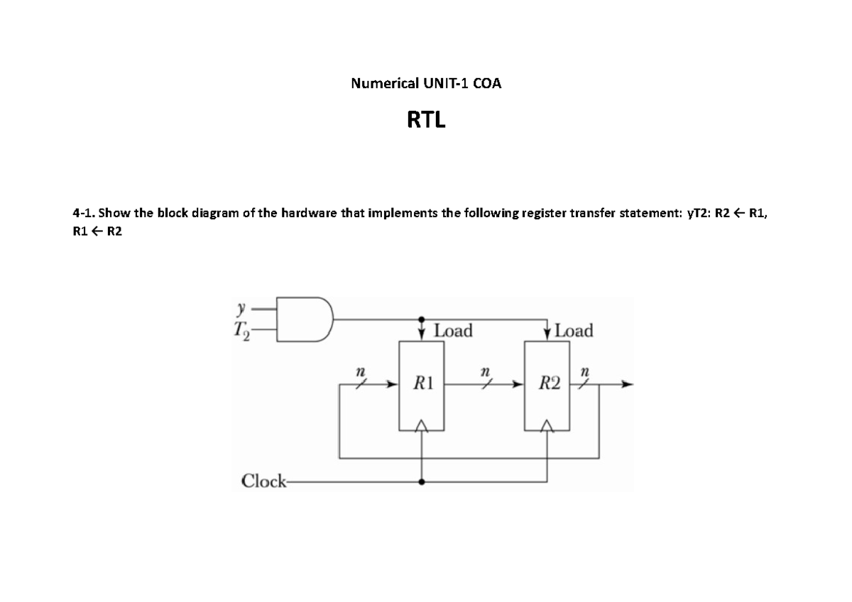 Numerical UNIT-1 COA: Register Transfer and Multiplexer Solutions - Studocu