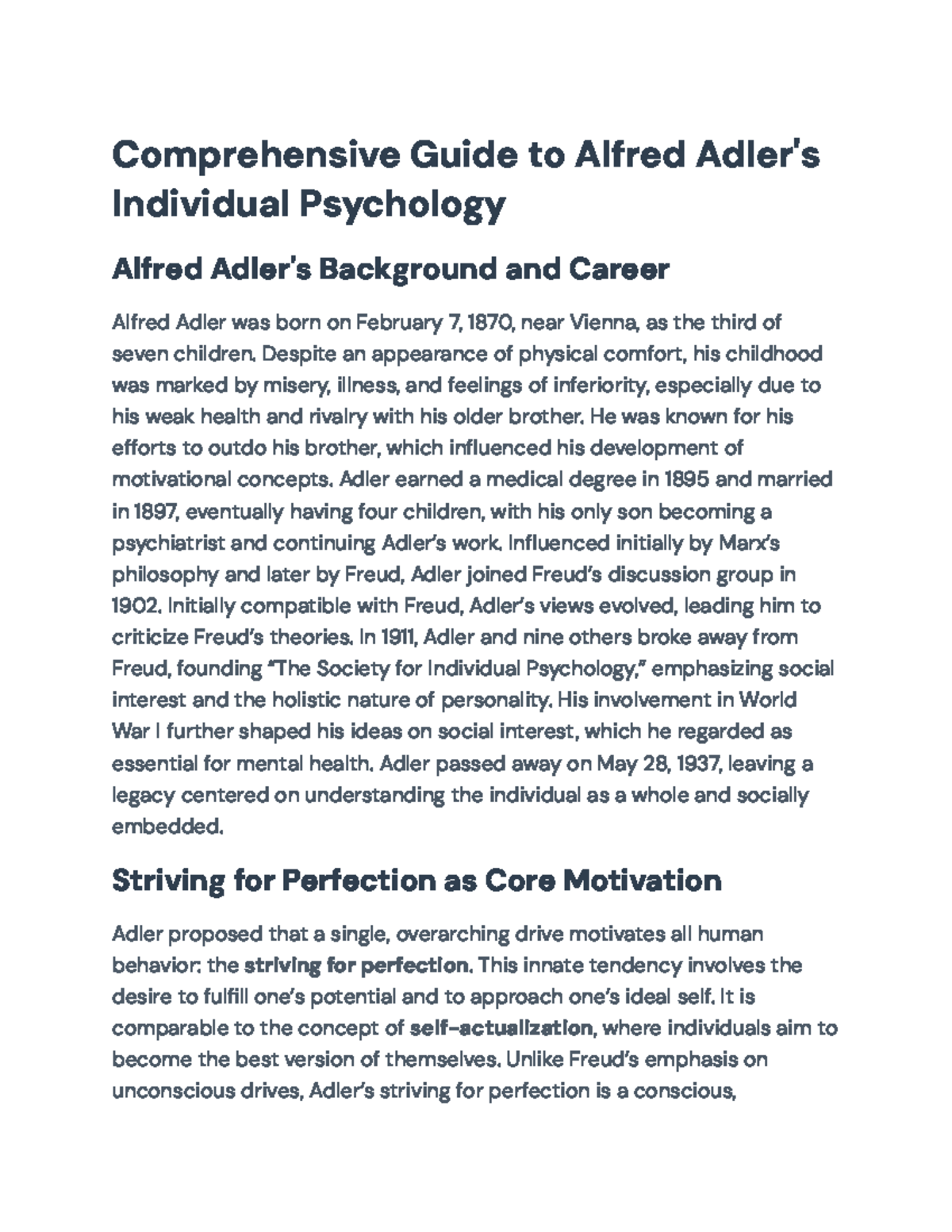 Comprehensive Overview of Adler's Individual Psychology Principles ...