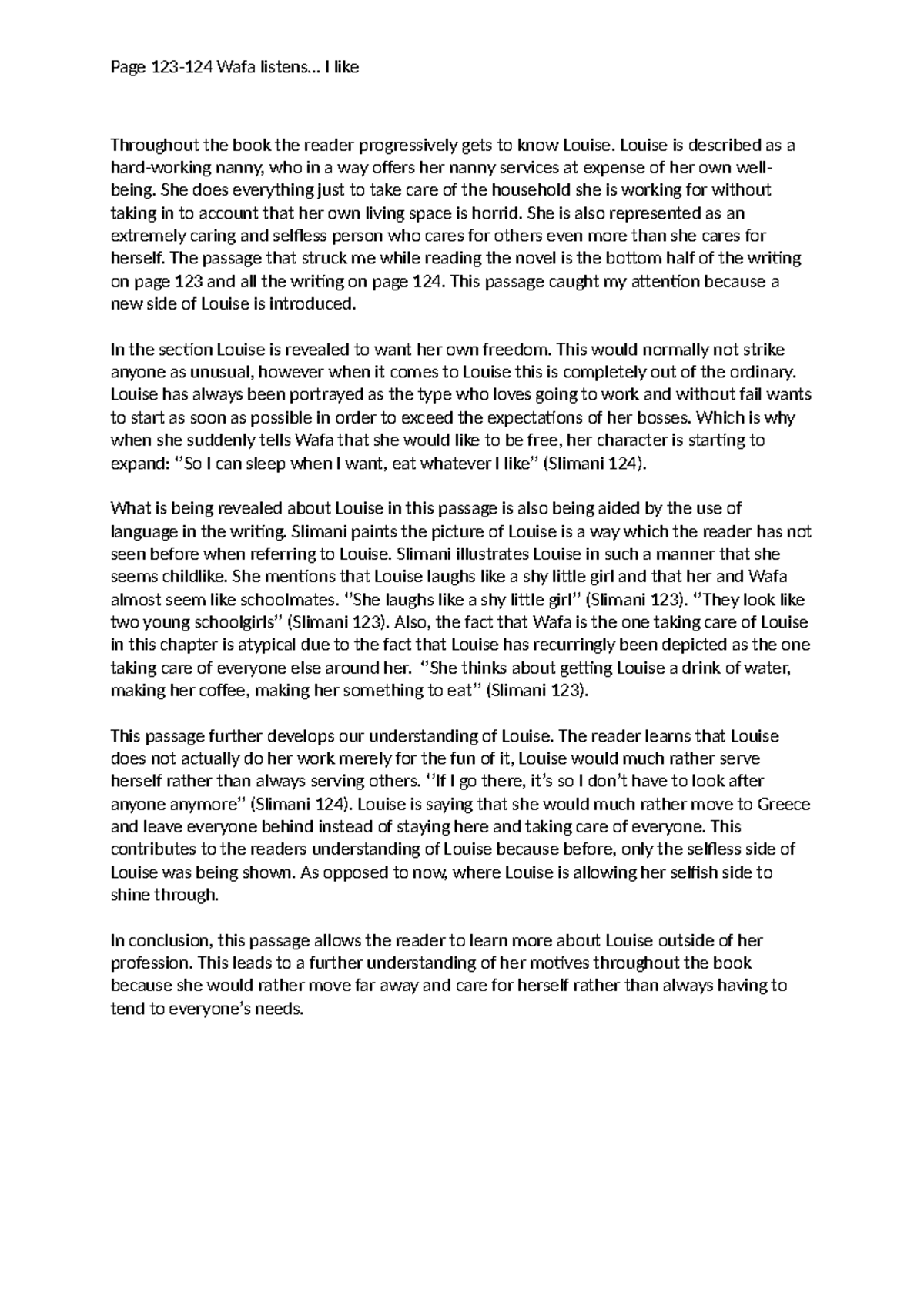 Lullaby Analysis: Louise's Evolving Character Traits (ENG 201 ...