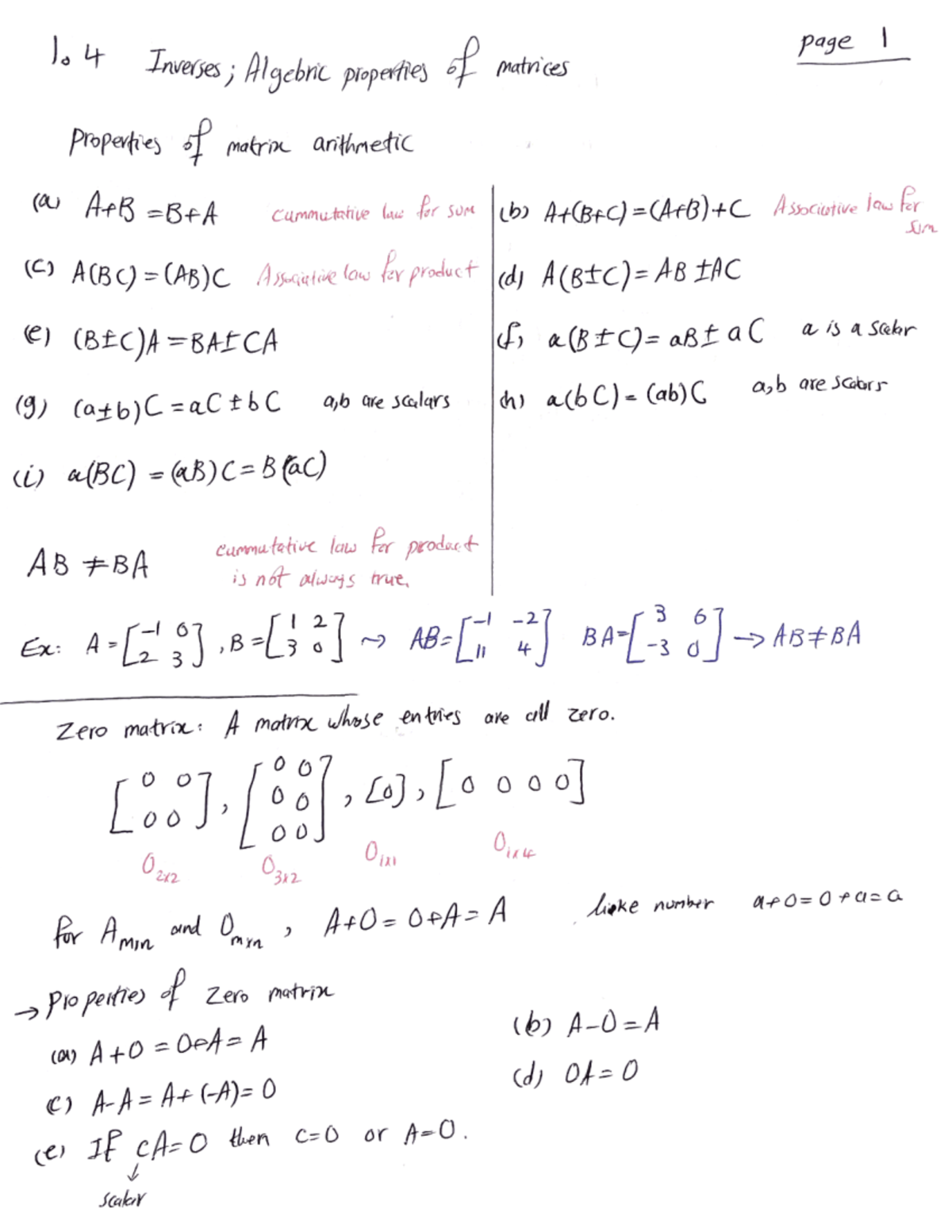 14 Inverses - Lecture on inverse. Of matrices - 1 Inverses Algebric ...