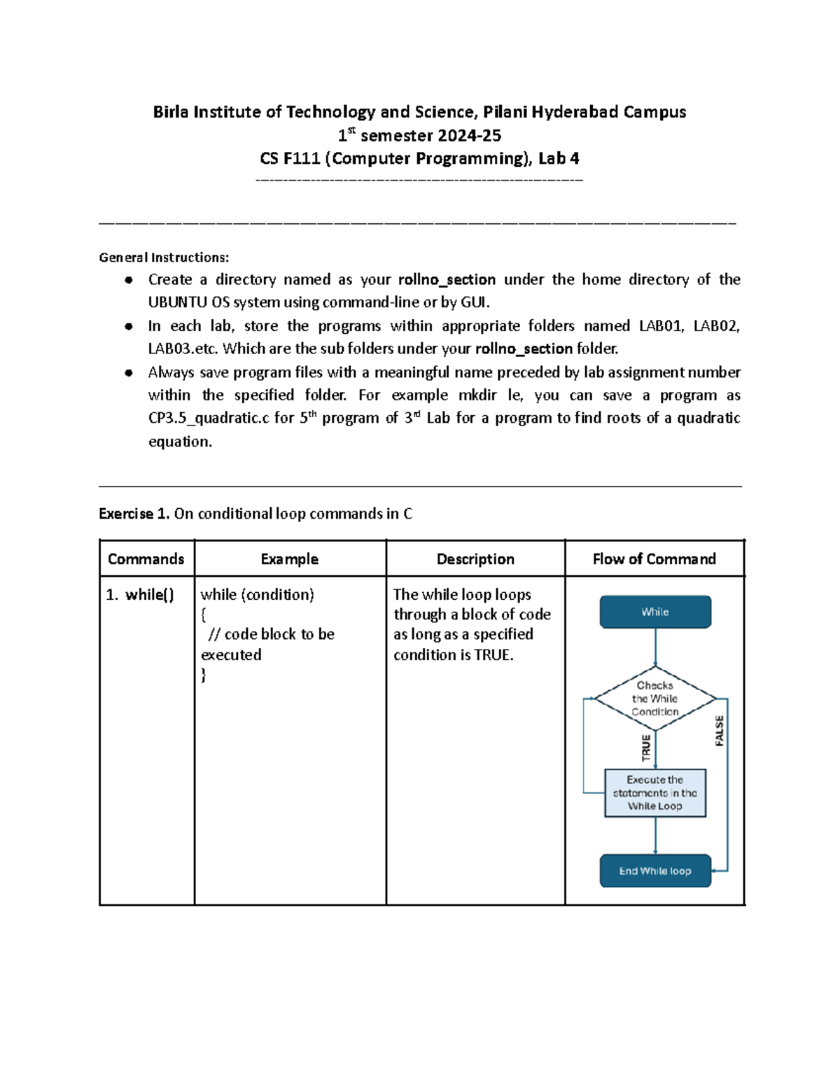 CSF111 2024-25 Lab Sheet 4: C Programming Loop Exercises and Solutions ...