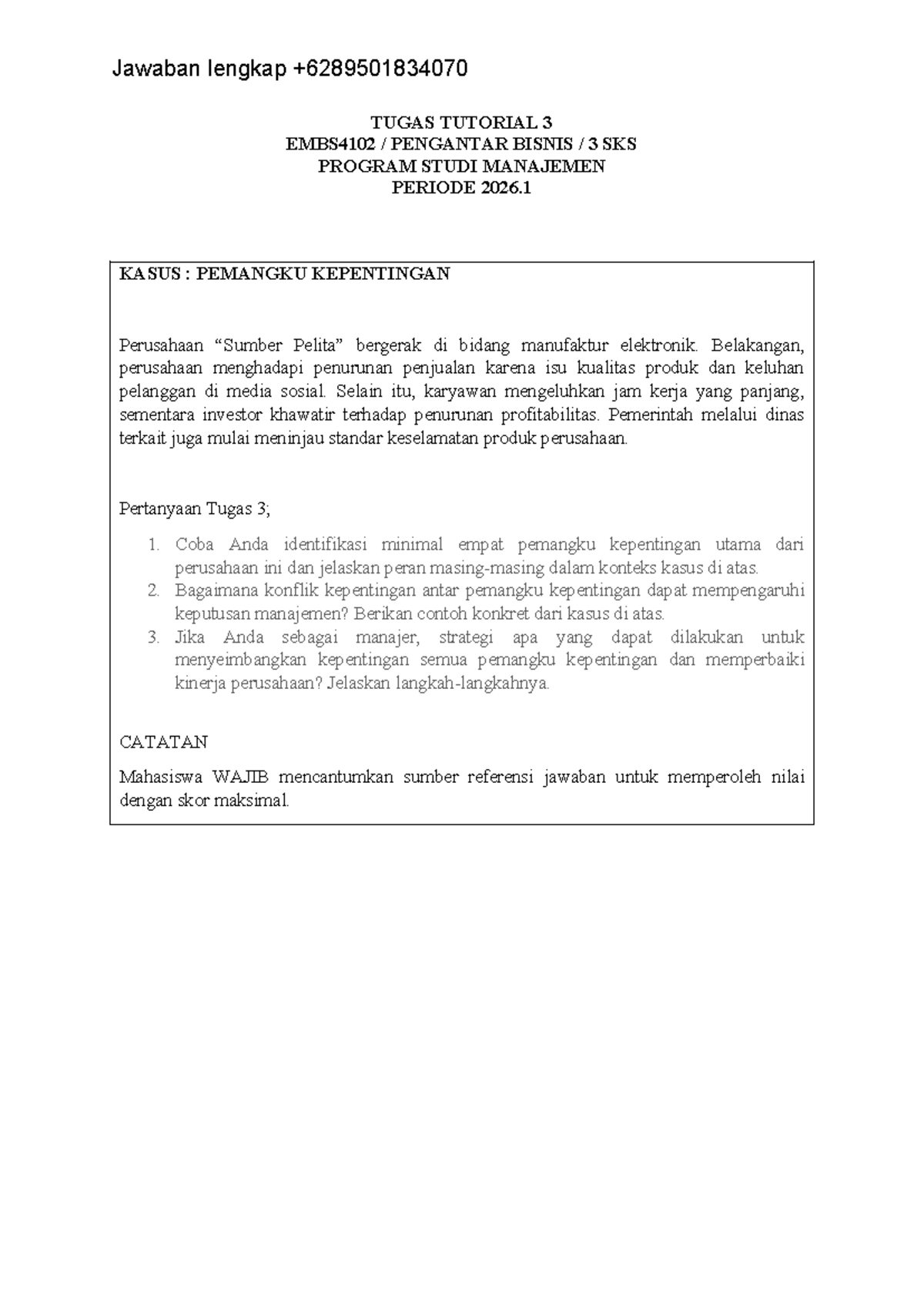 Tugas Tutorial 3 EMBS4102: Analisis Pemangku Kepentingan Perusahaan ...