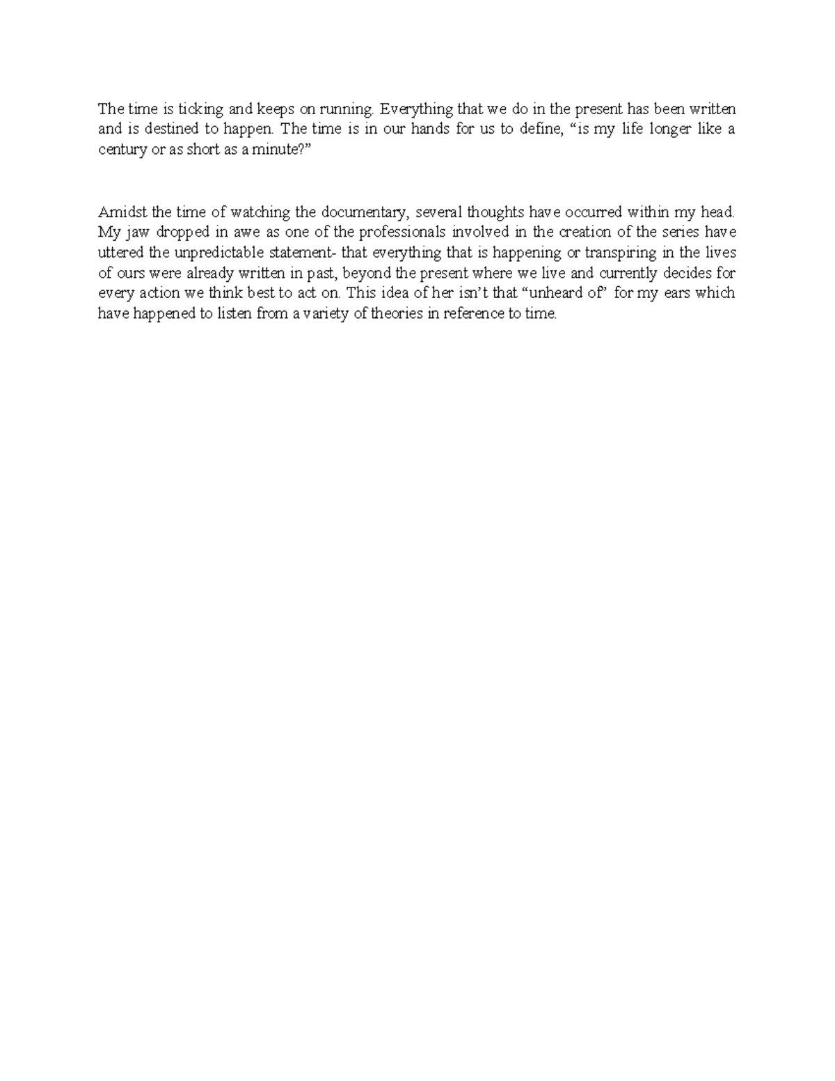 21st Century Perspectives: Essay on Time and Destiny - Studocu