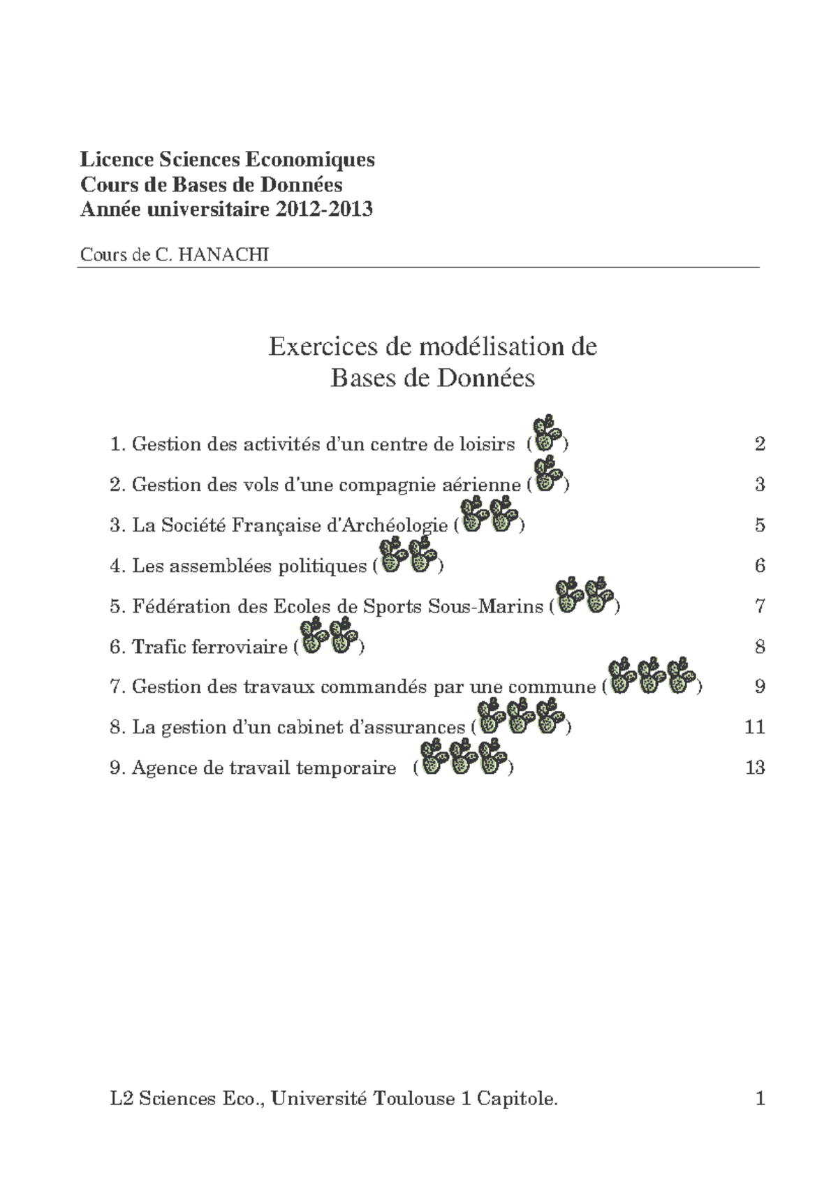 TD BD - Modélisation de Bases de Données L2 Sciences Eco. - Studocu
