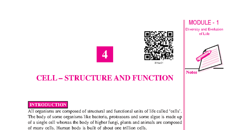 Biology 101: Module 1 - Cell Structure and Function Notes - Studocu