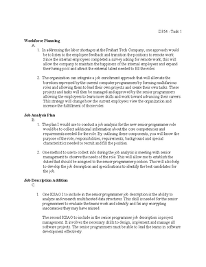 Pruhart Tech Job Descriptions - VFM1 Task 1 and 2 Pruhart Tech Job ...