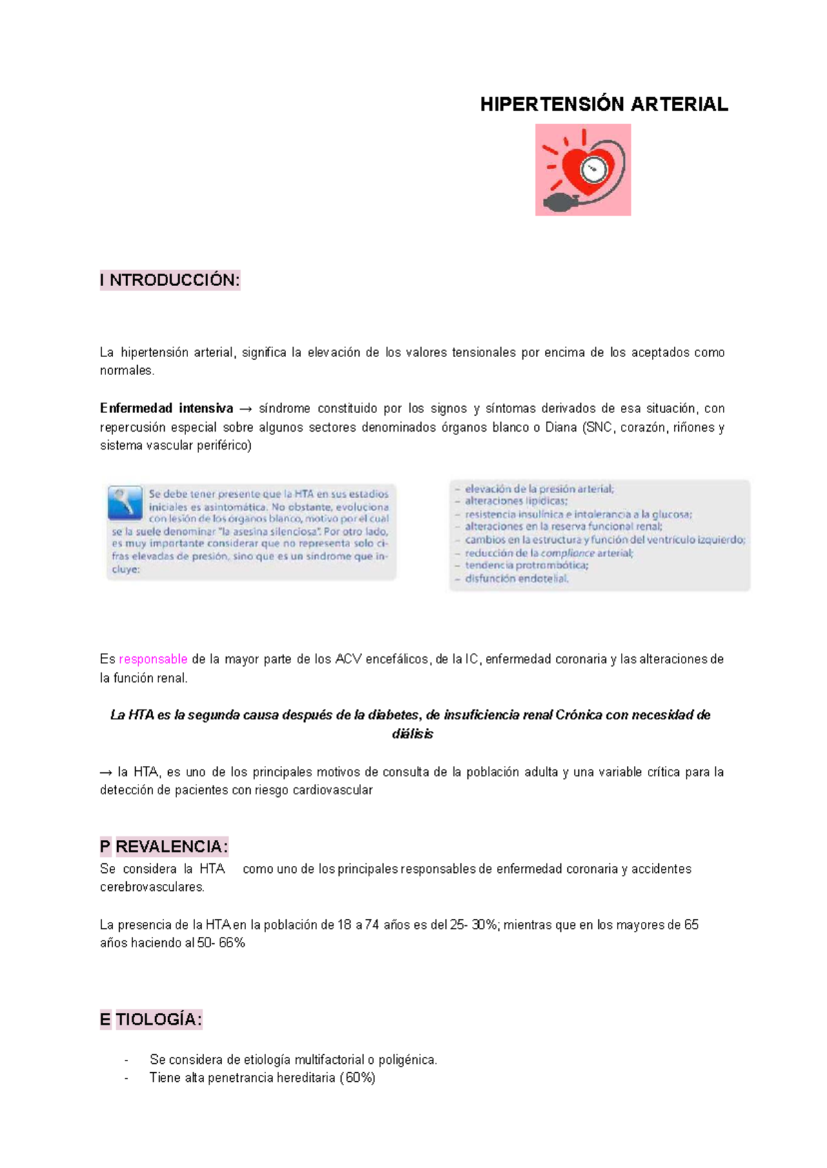 Hipertensión Arterial: Introducción y Diagnóstico (8.4) - Studocu