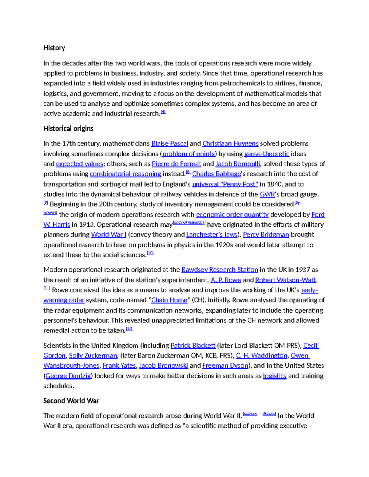 History and Achievements of Operational Research (OR) - Studocu