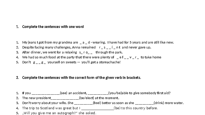 Exit Ticket Focus 3 - Sentence Completion Exercise - Studocu