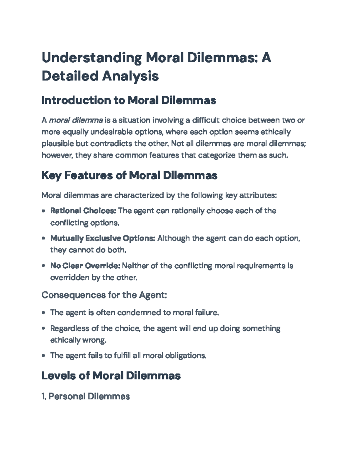 Understanding Moral Dilemmas: Personal, Org., & Structural Levels - Studocu