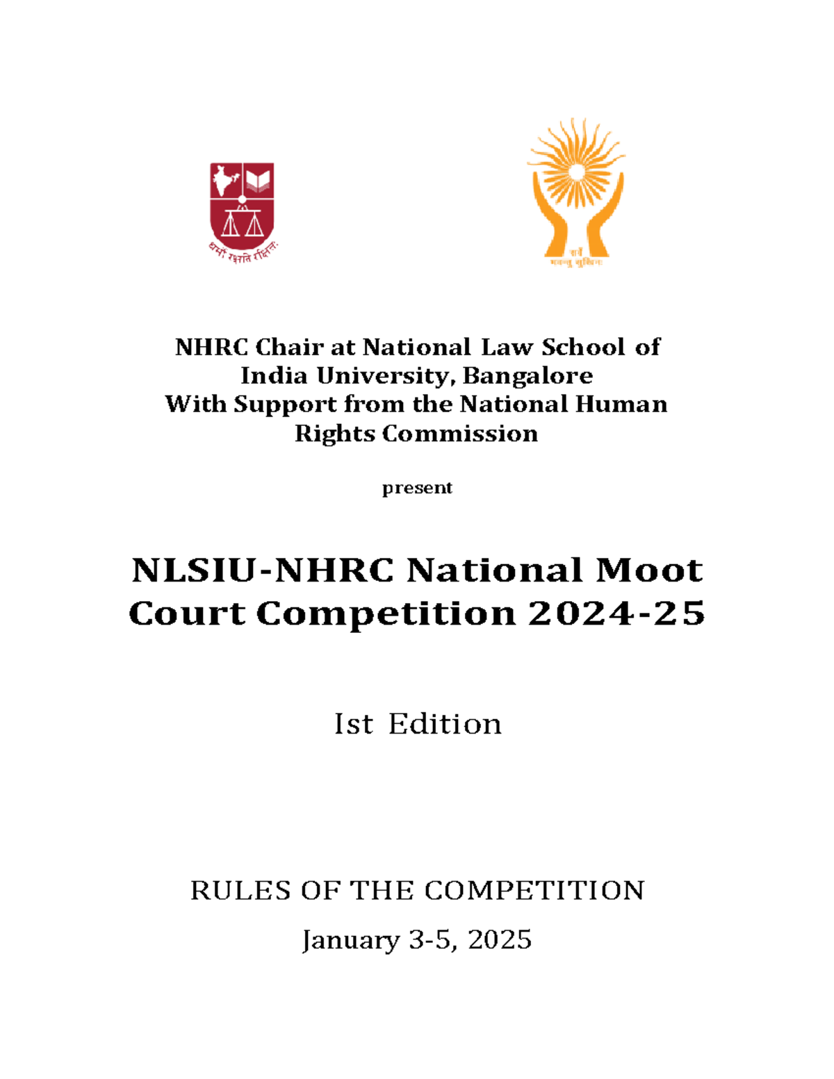 NLSIU-NHRC Moot Court Comp. 2024-25: Competition Rules & Guidelines ...