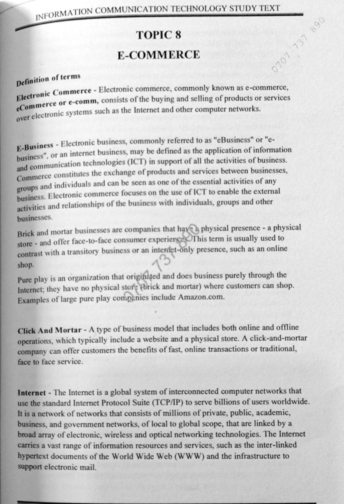 E-COMMERCE STUDY TEXT - ICT 101: Key Concepts and Applications - Studocu