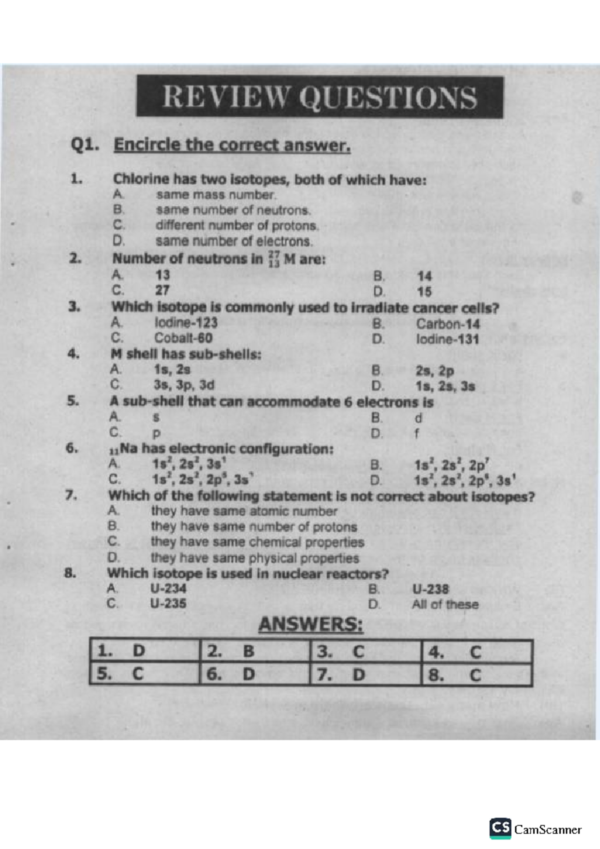 9th Chemistry Unit 3 Review Questions and Answers - Studocu