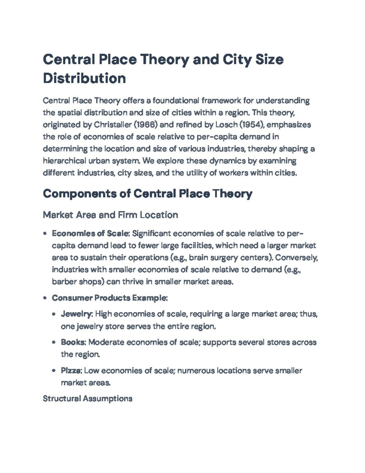 CPT 101: Central Place Theory in Urban Size & Distribution Dynamics ...