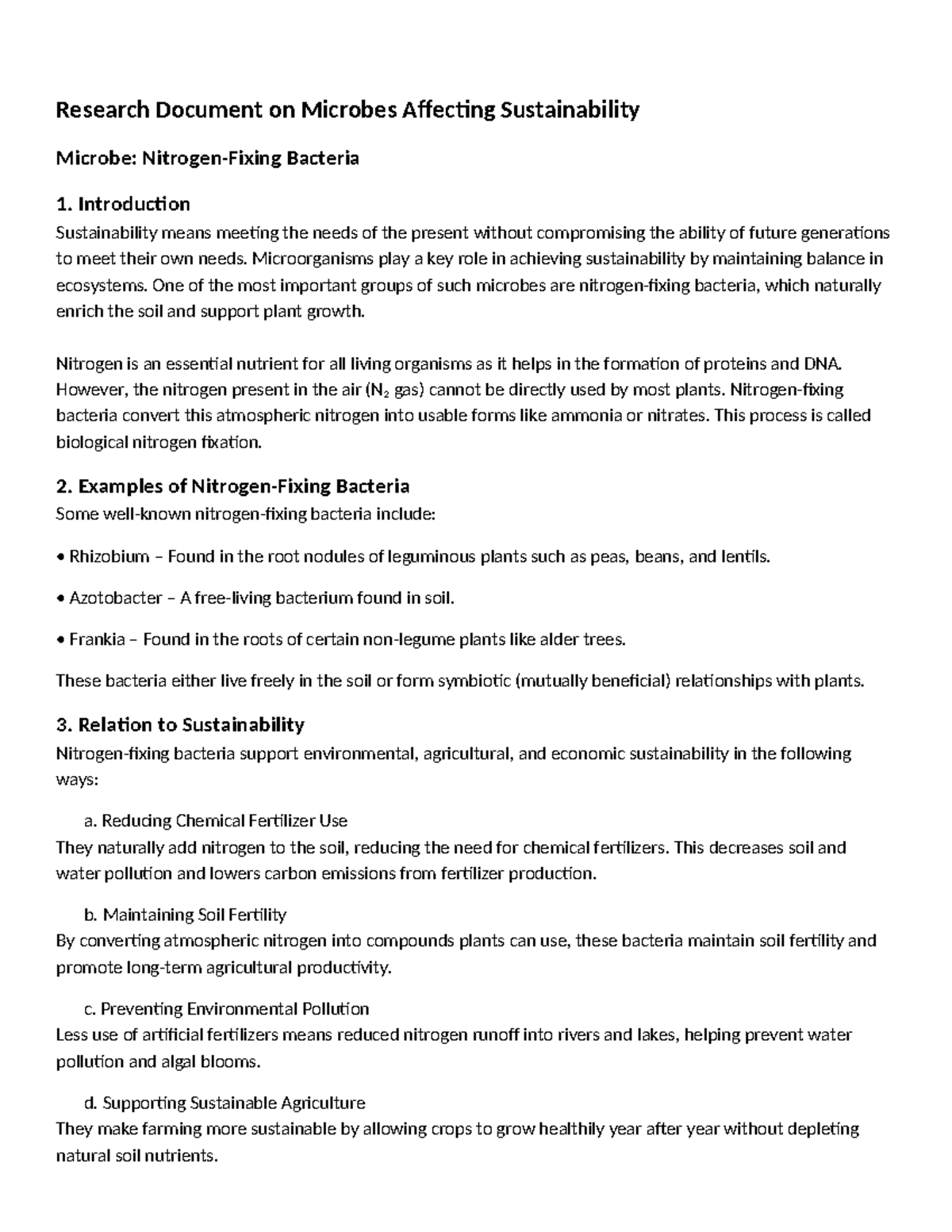 Research on Bacteria's Role in Sustainability - Basic Research - Studocu