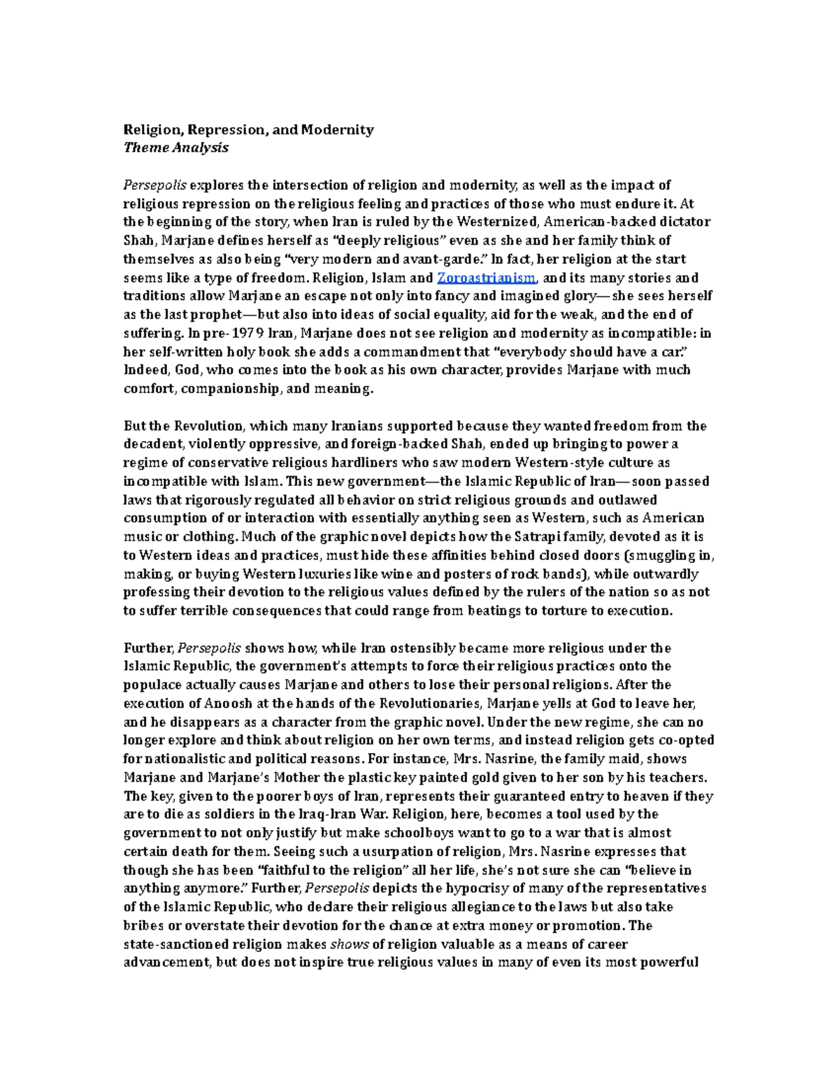 723433495 Persepolis: Themes & Symbols Analysis - Studocu