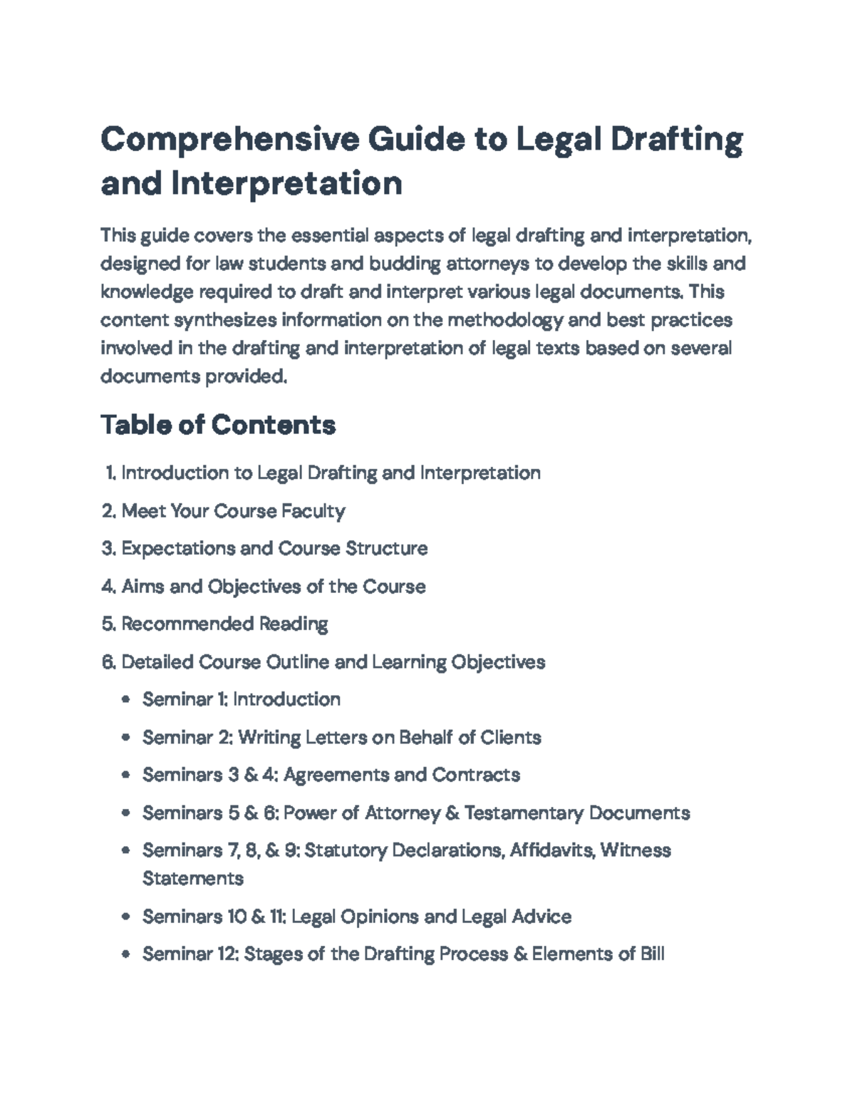 Final Exam Review: Comprehensive Guide to Legal Drafting (LAW 101 ...