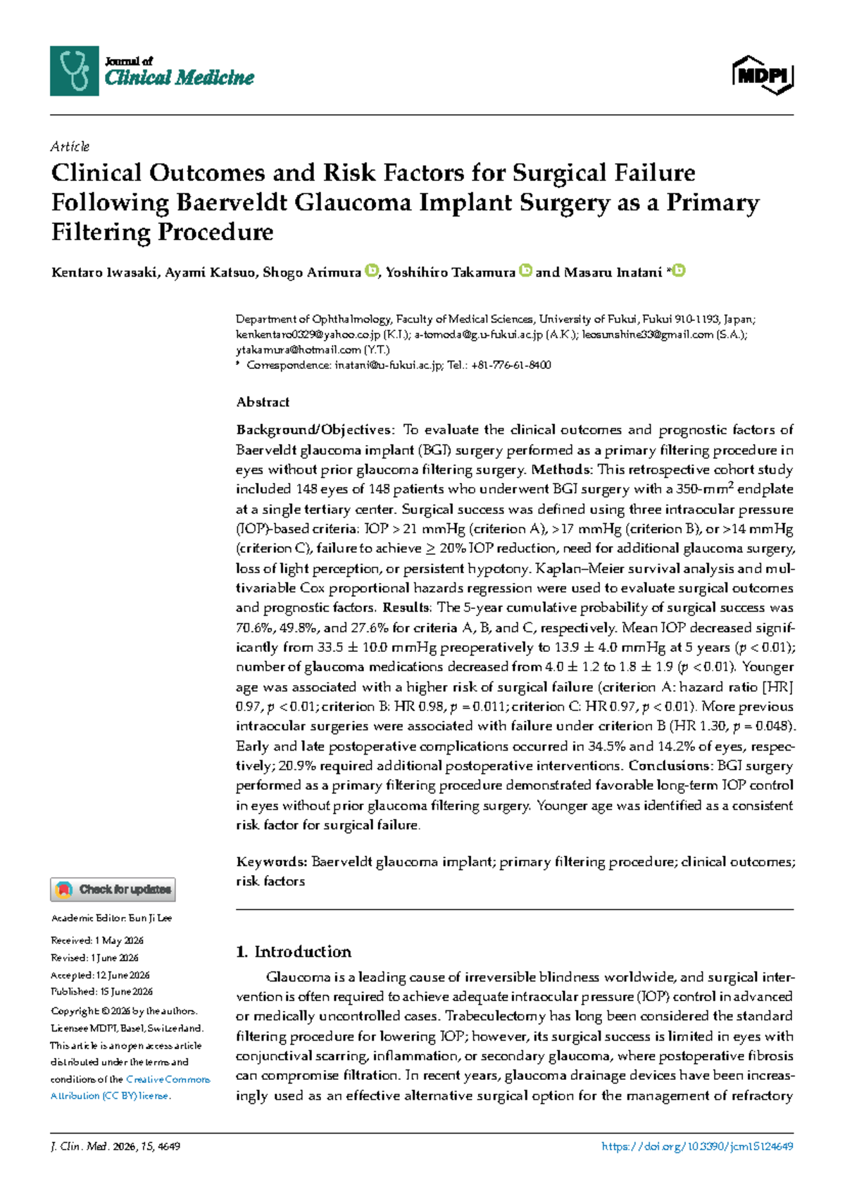 Clinical Outcomes and Risk Factors in Baerveldt Glaucoma Implant ...
