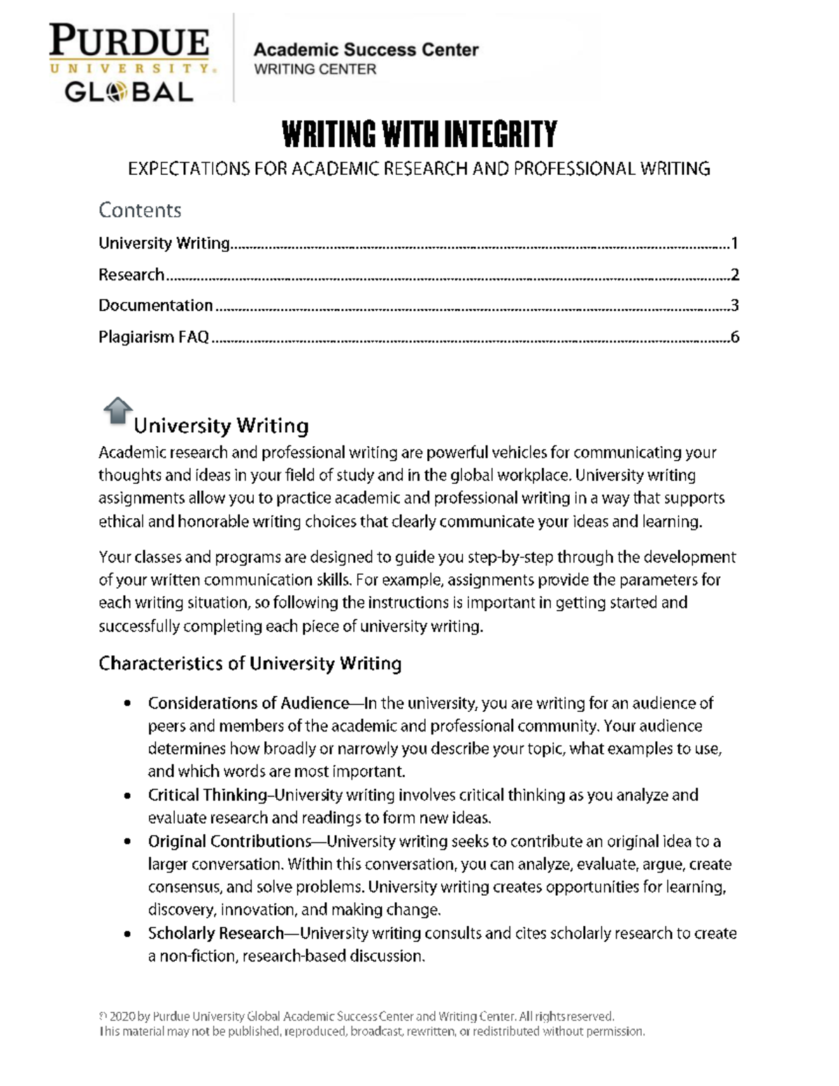 Writingwithintegrity - PURDUE Academic Success Center UNIVERSITY ...