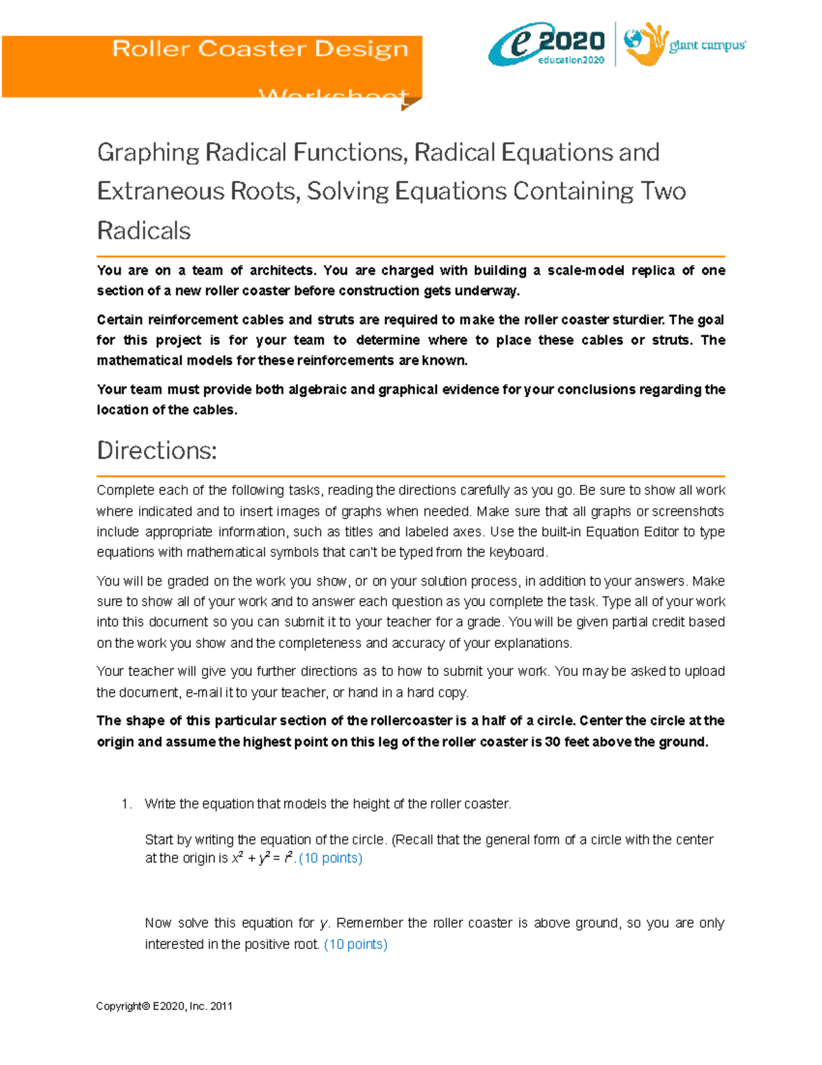 Ptw Roller Coaster Design: Graphing Radicals & Reinforcement Models ...
