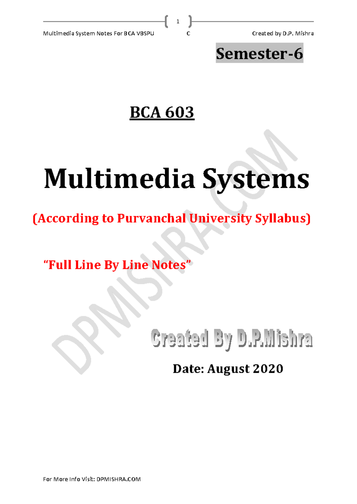 Multimedia System Notes for BCA 6th Semester Vbspu PDF - Multimedia ...