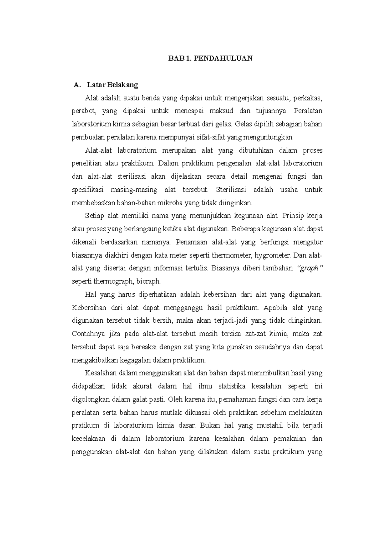 Praktikum Kimia Dasar 1: Pengenalan Alat dan Bahan Laboratorium - Studocu