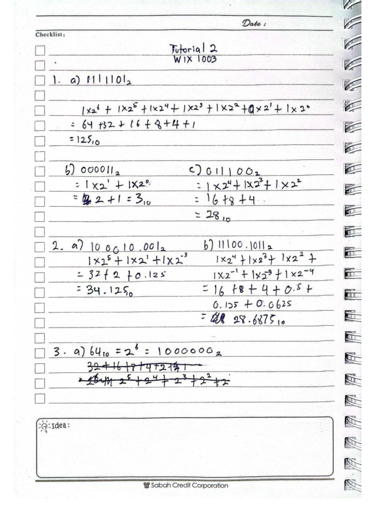 Tutorial 2 Checklist: WIX 1003 Answers and Reminders - Studocu