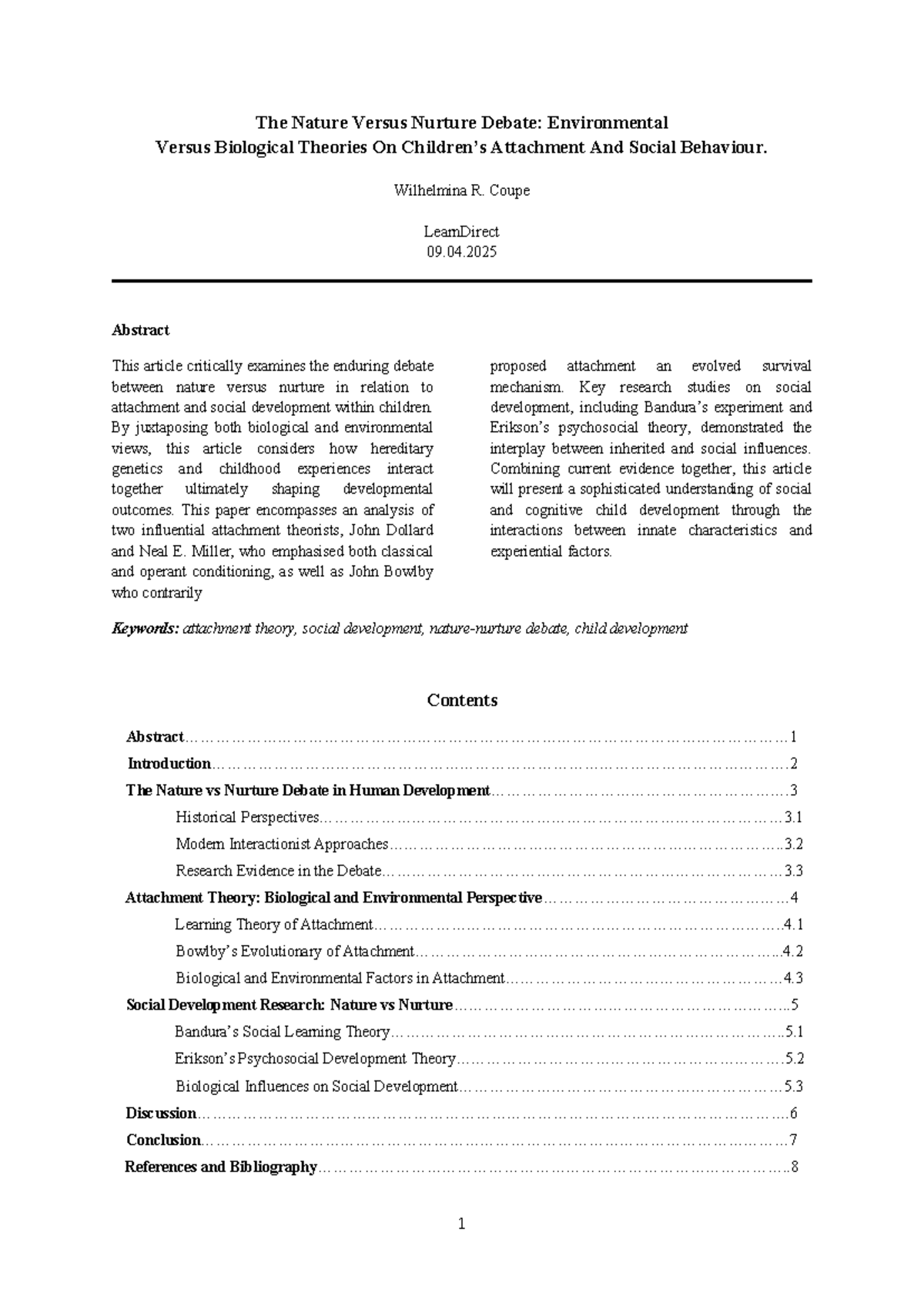 Nature vs Nurture: Attachment & Social Behavior Theories (LD 09.04.2025 ...