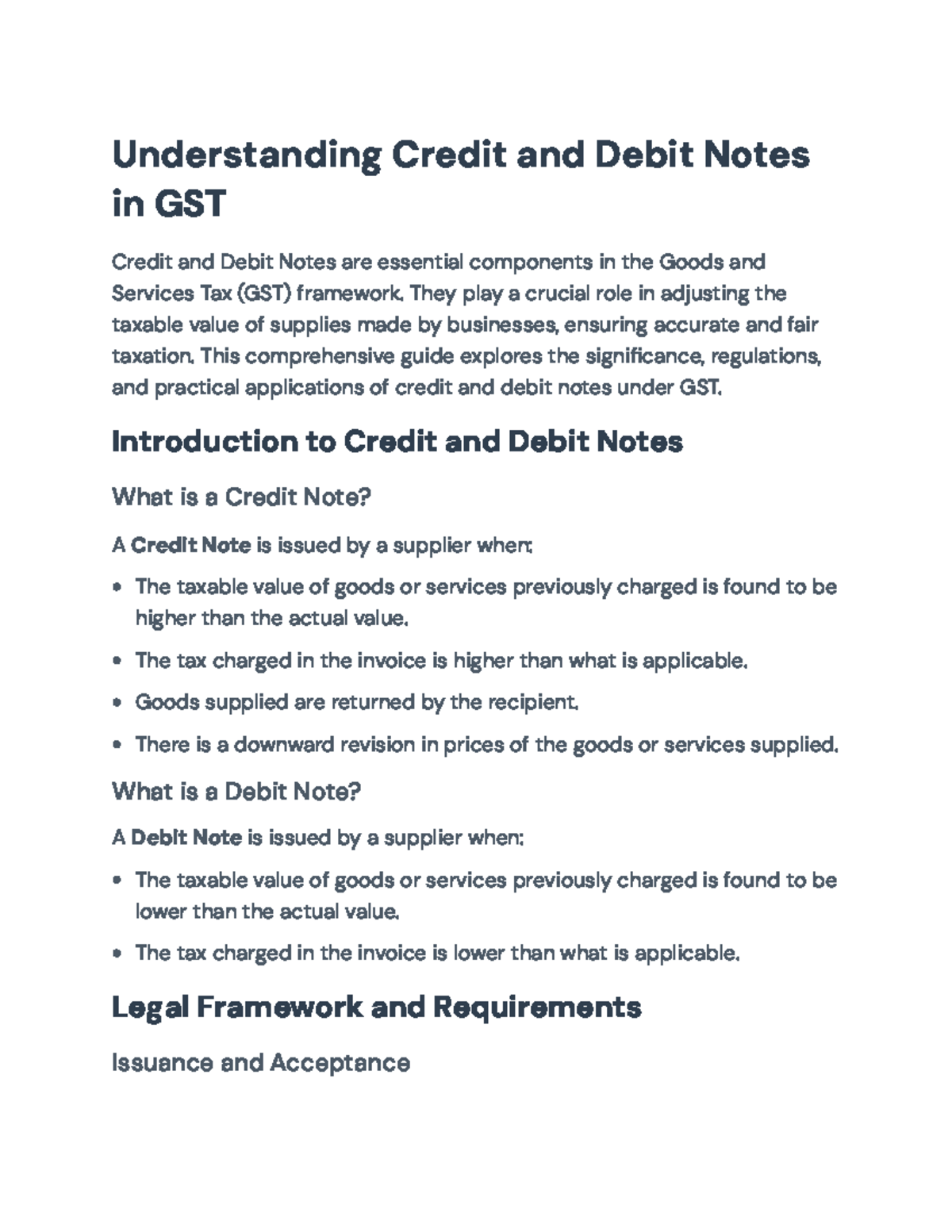 Understanding GST: The Role of Credit and Debit Notes in Taxation ...
