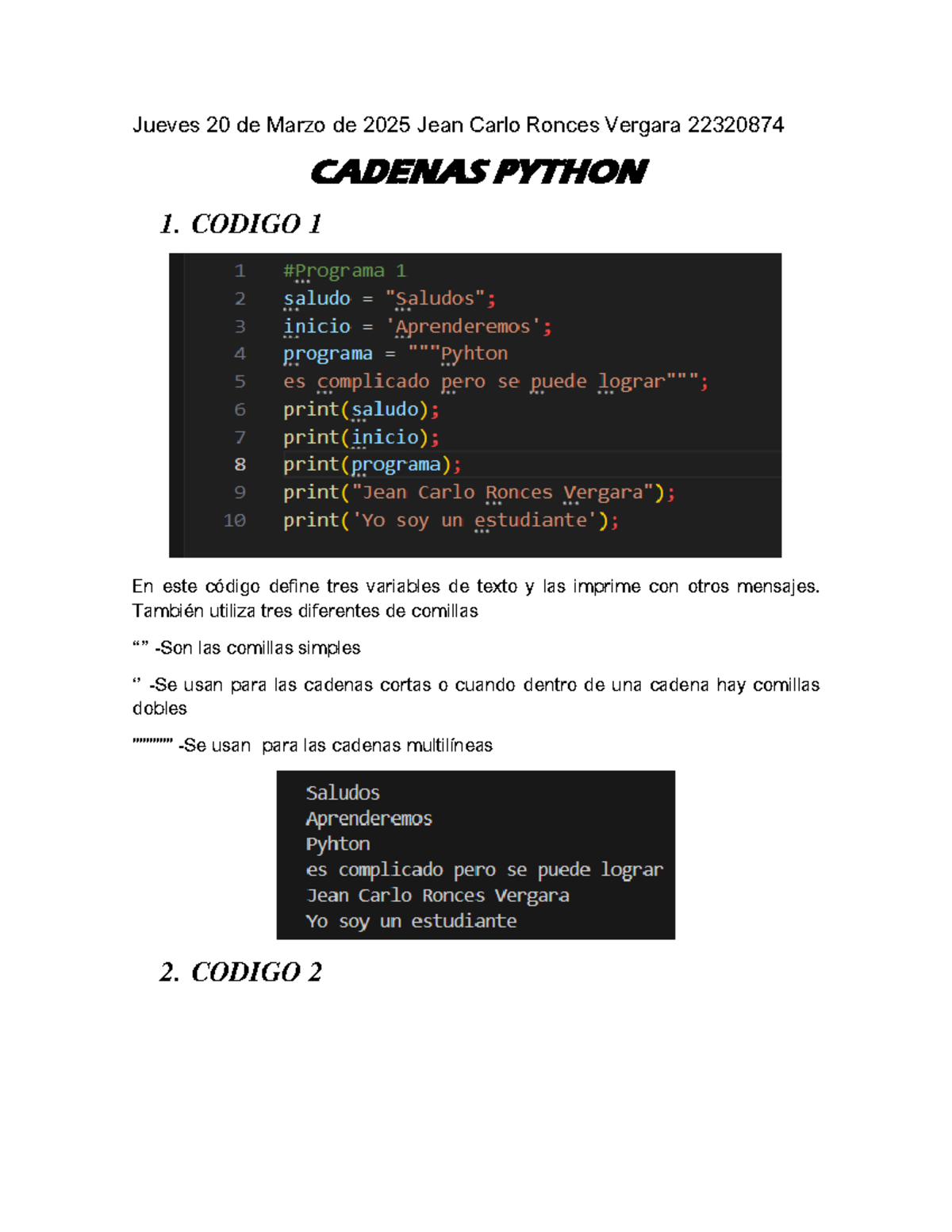 Cadenas en Python: Ejercicios y Ejemplos - CADENAS PYTHON 1 - Studocu