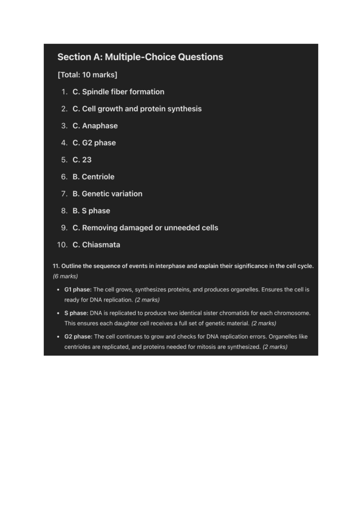 Cell Division Concepts and Questions: ASI 101 Final Exam Notes - Studocu