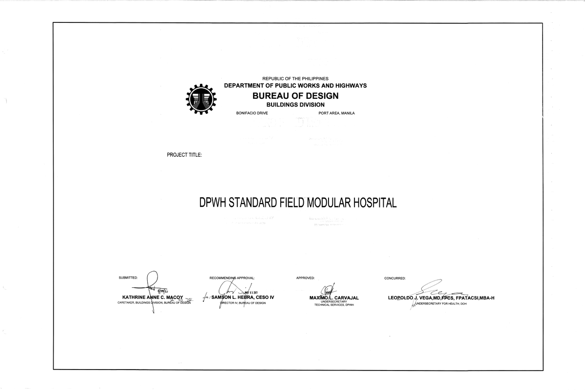 DPWH Standard Field Modular Hospital Project Documentation - Studocu