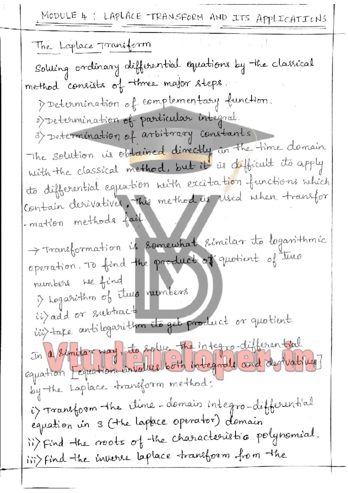 MODULE 4: LAPLACE TRANSFORM & APPLICATIONS NOTES - Studocu