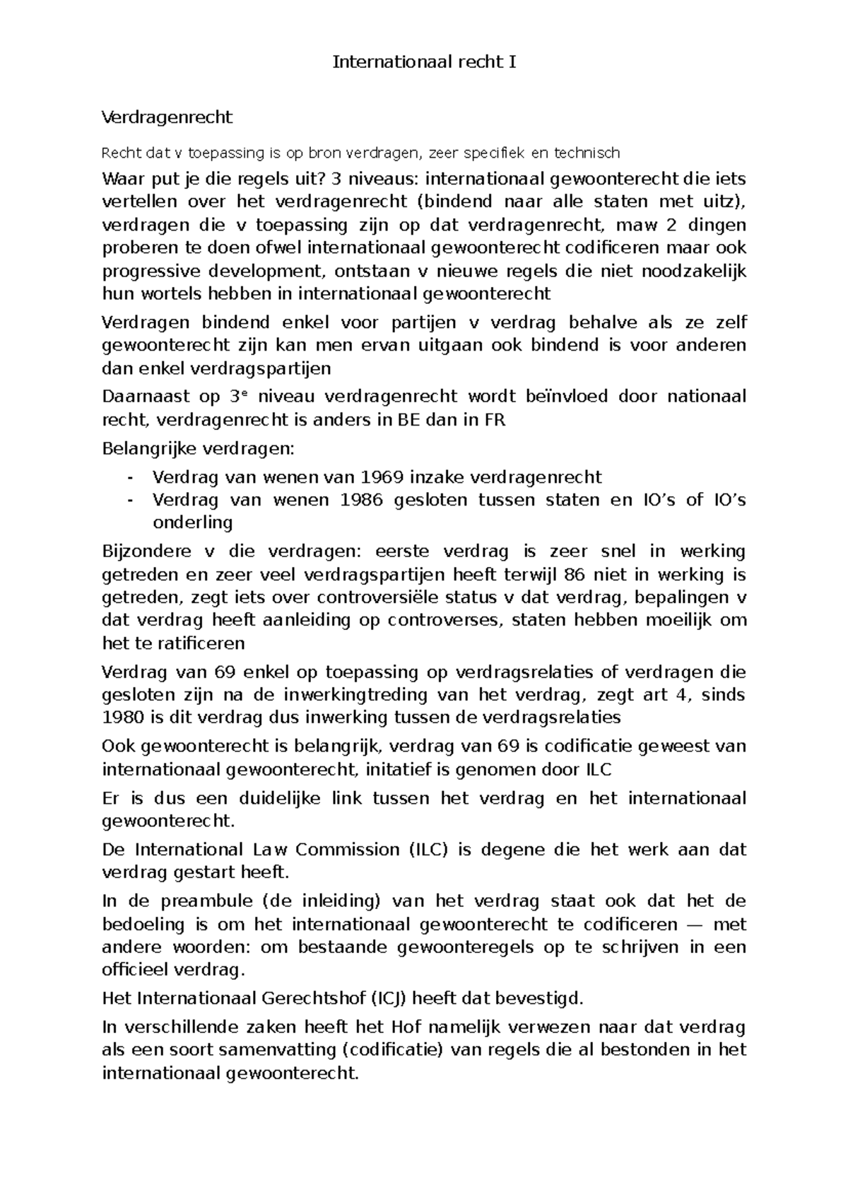 Internationaal recht I - Les 4: Verdragenrecht en Gewoonterecht - Studocu