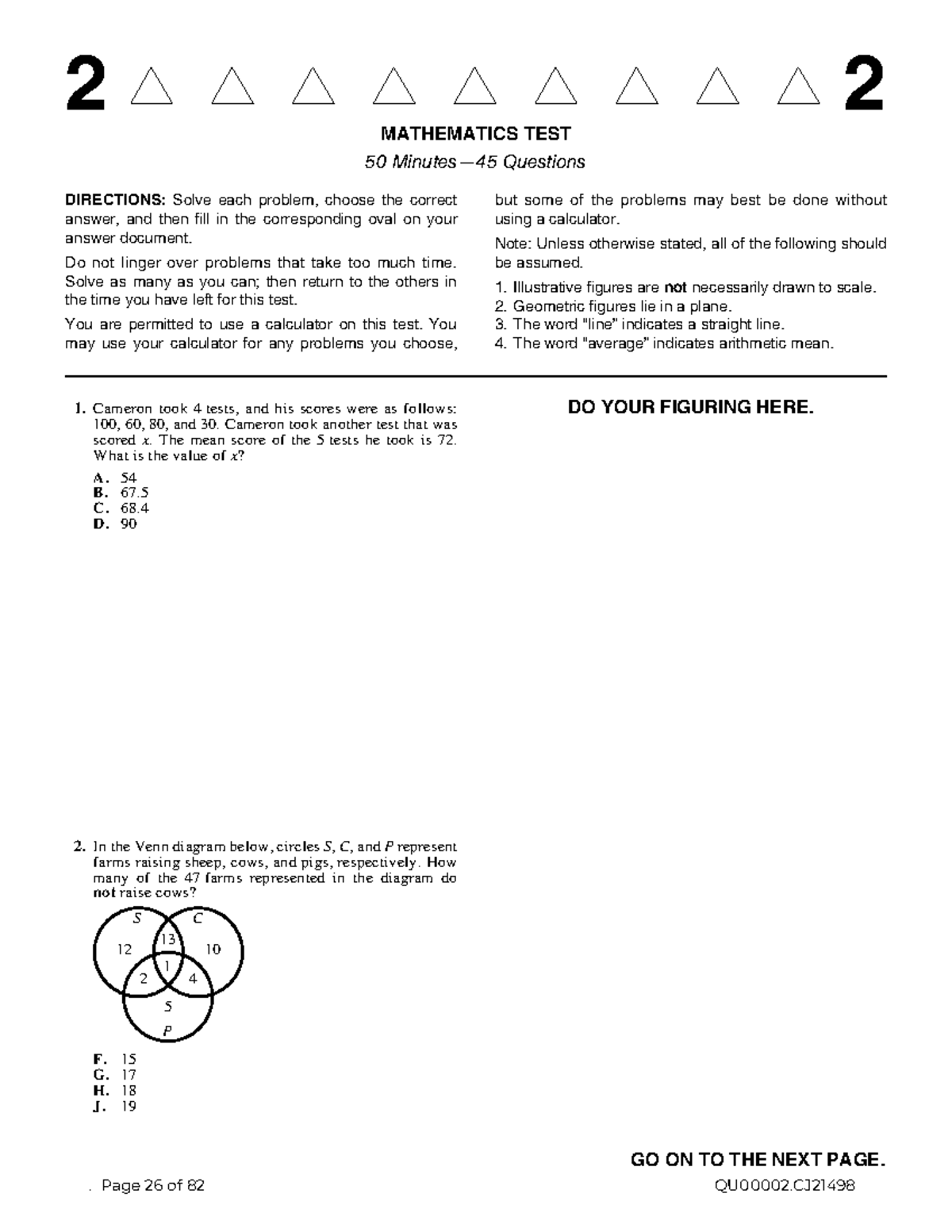 ACT Math Test - 50 Questions Practice Exam - Studocu