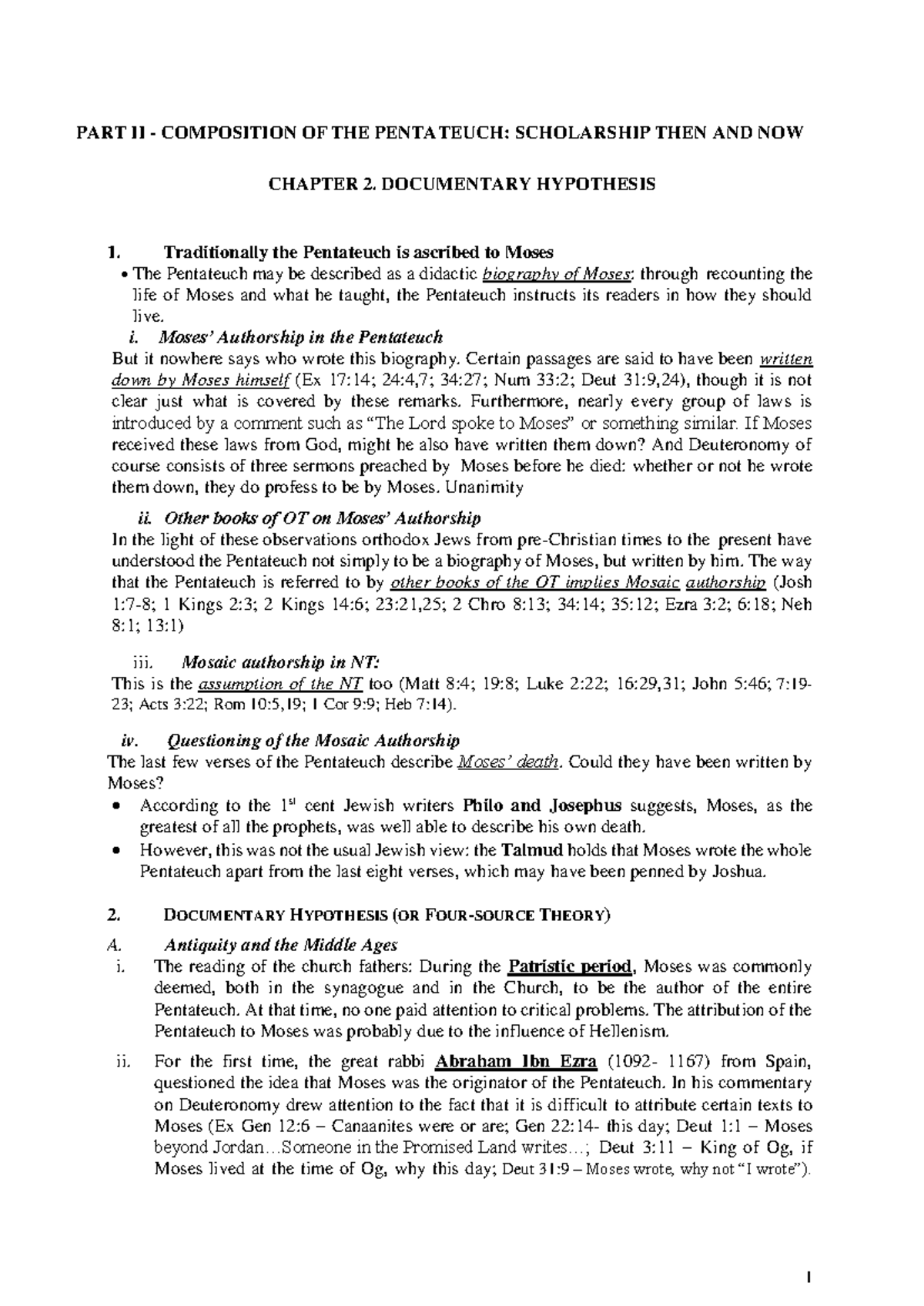 CHAPTER 2: DOCUMENTARY HYPOTHESIS IN PENTATEUCH STUDIES - Studocu