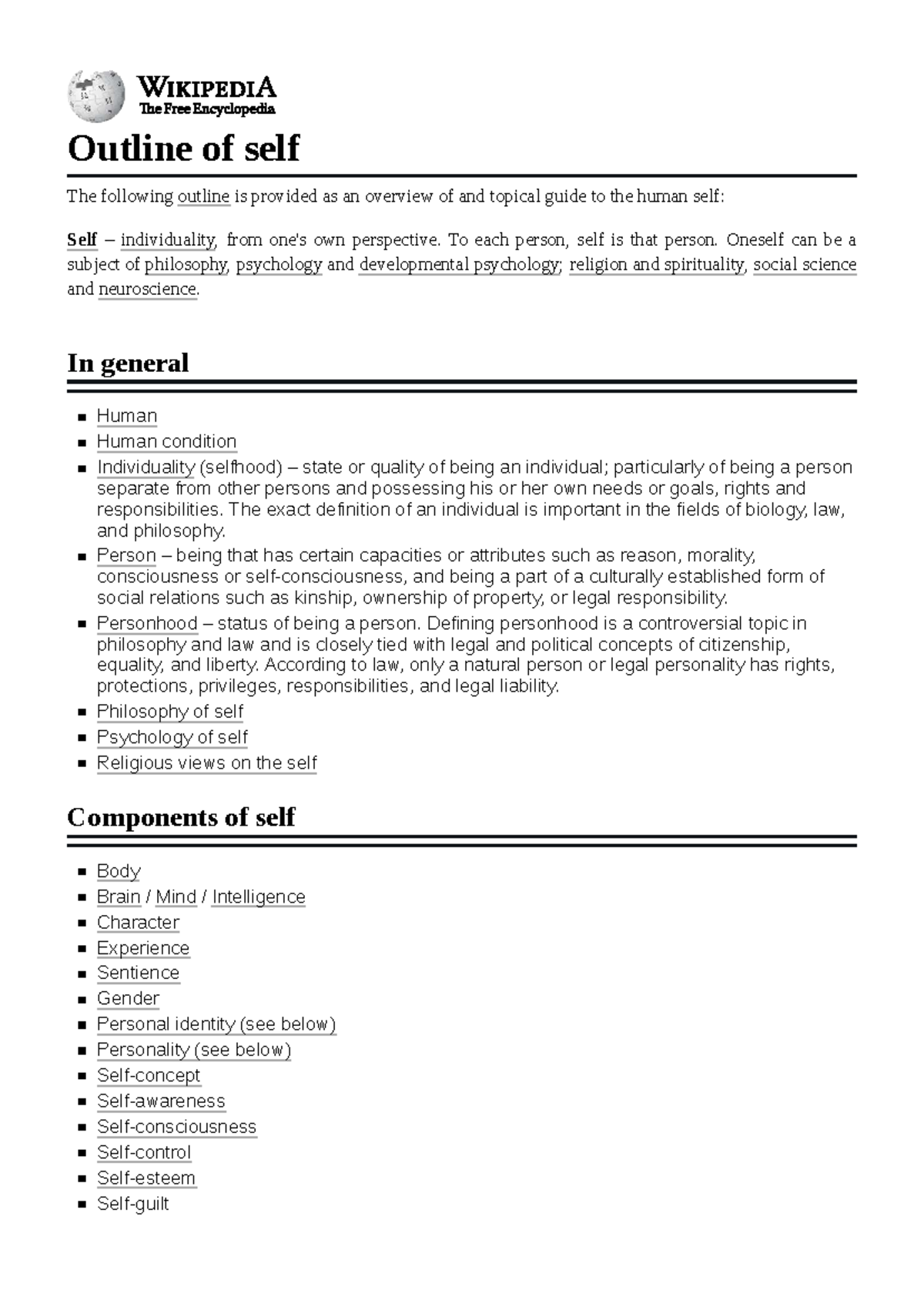 Outline of Self: Concepts, Virtues, and Personal Identity Explorations ...