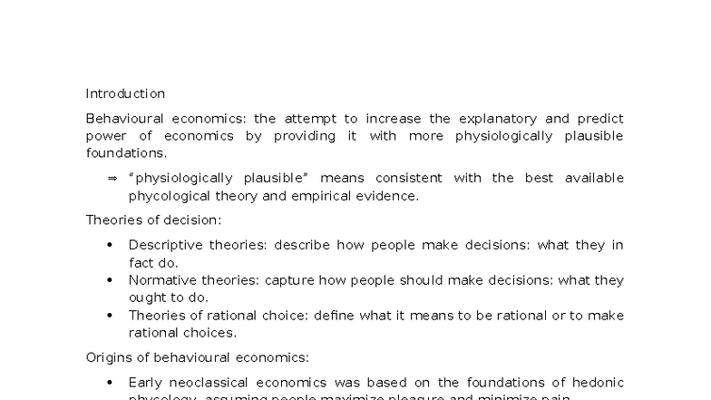 Behavioural Economics: Insights on Decision-Making and Rationality (ECO ...