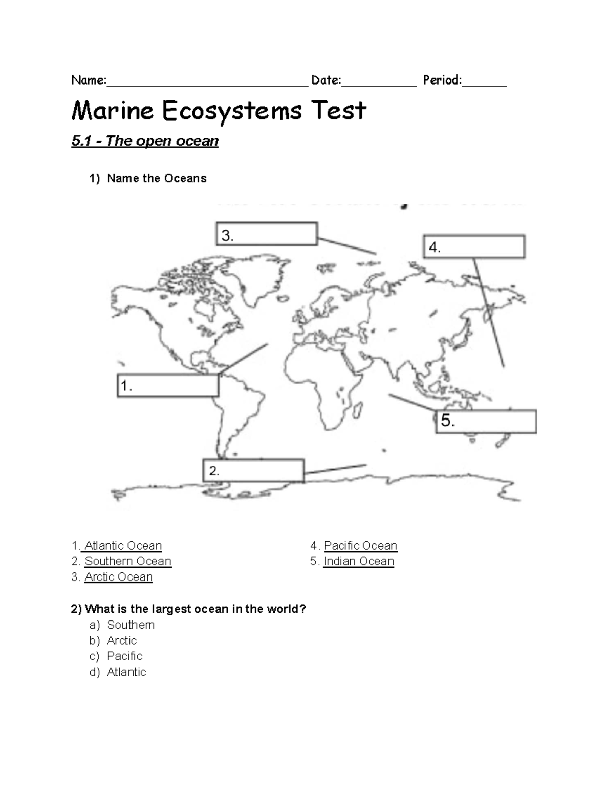 Chapter 5 Test - Marine Ecosystems Review (Test 5.1) - Studocu